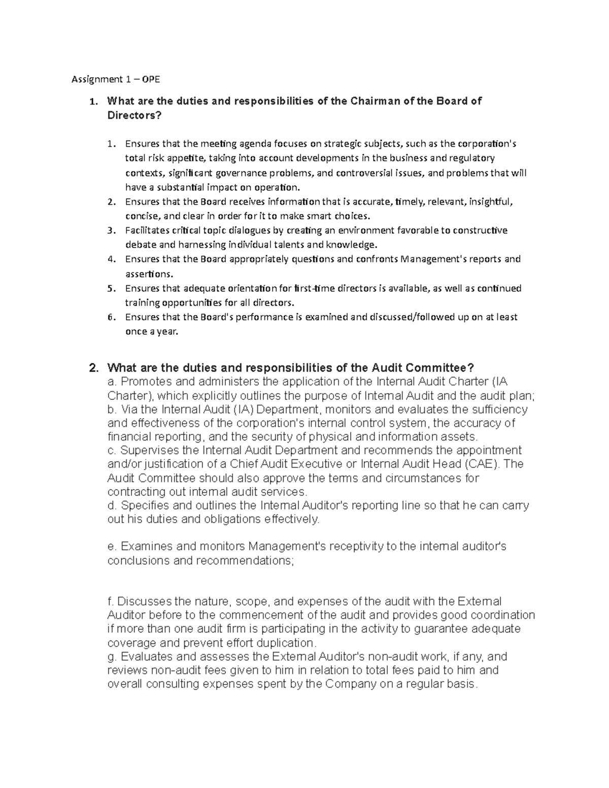 Assignment 1 - Auditing in CIS Environment - Assignment 1 – OPE 1. What are the duties and - Studocu