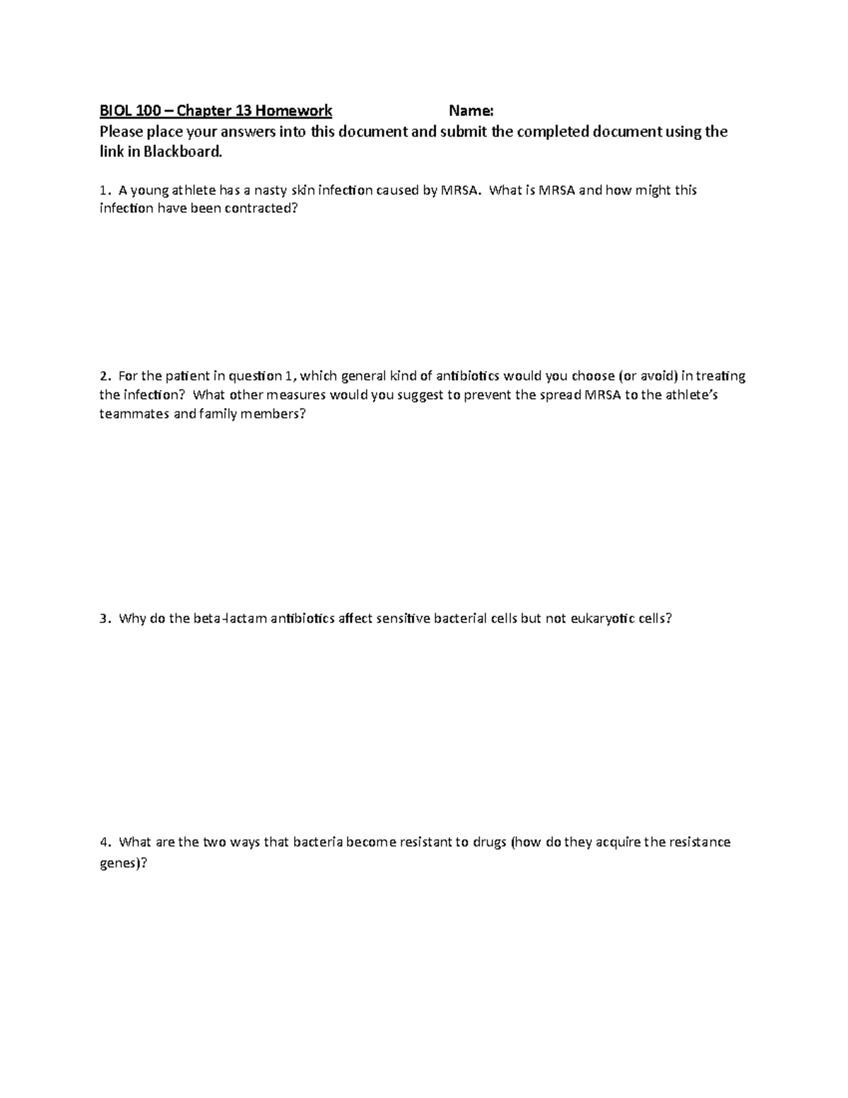 BIOL 100 Chapter 13 Homework Fall 2021 - BIOL 100 – Chapter 13 Homework ...