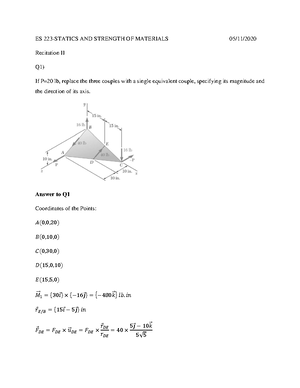 ES 223- Final 2019 - statics past exams - ES – 223 FINAL You have a ...