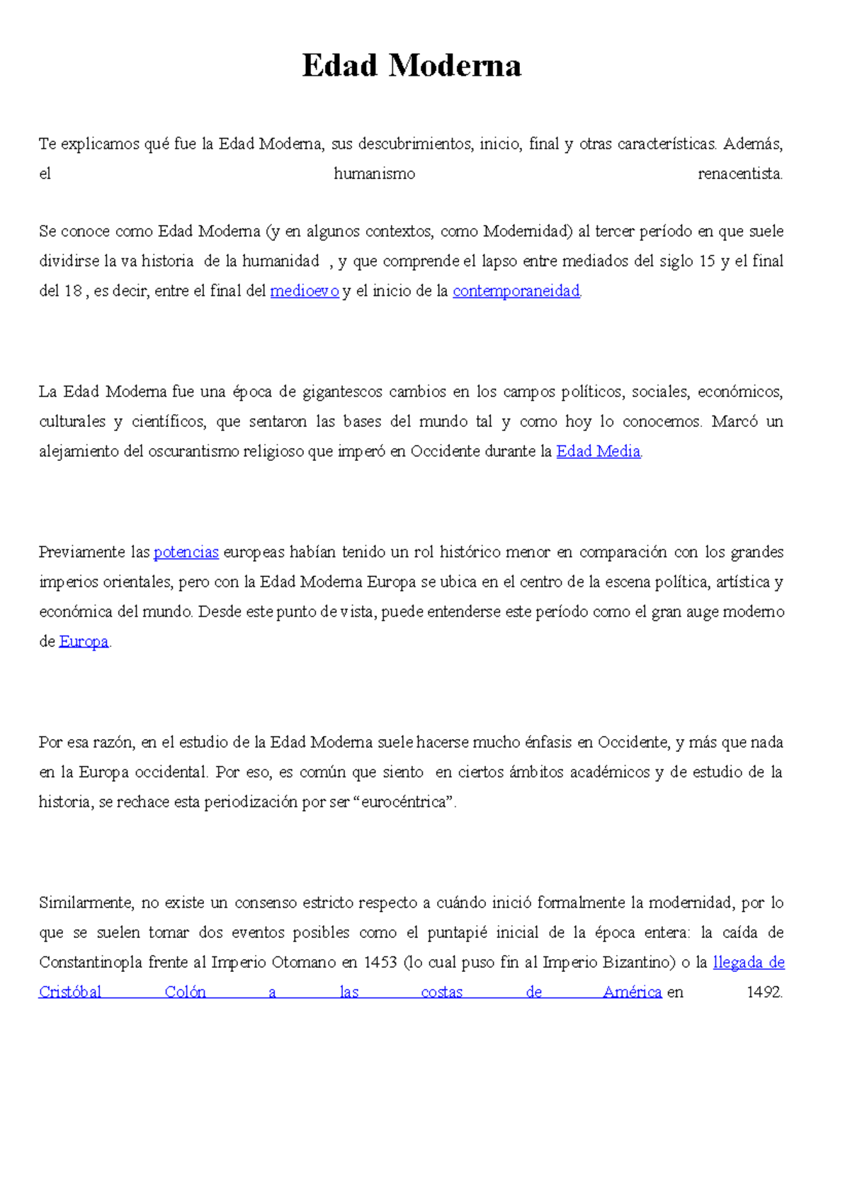 Edad moderna - Edad Moderna Te explicamos qué fue la Edad Moderna, sus ...