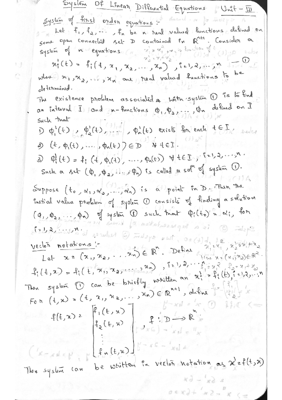 Ode Unit 3 Ode Notes For Unit 3 System Of Linear Differential Equations System Of Linear