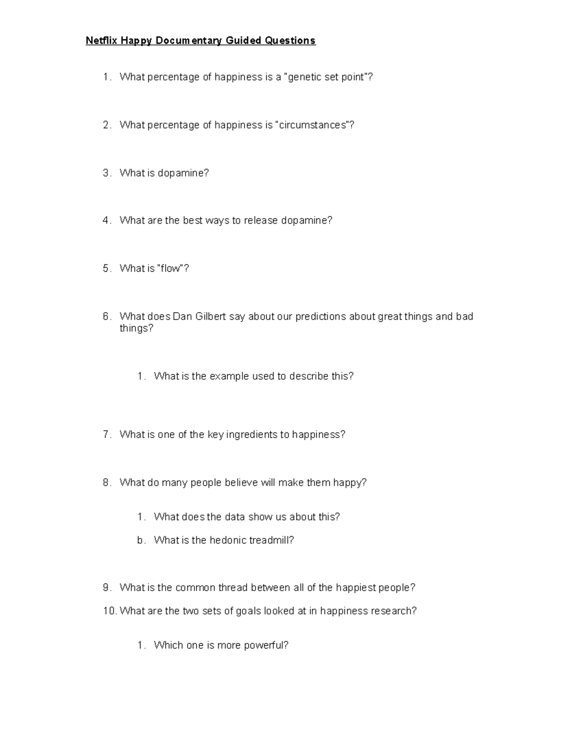 Netflix Doc Happy Guided Questions - Netflix Happy Documentary Guided ...