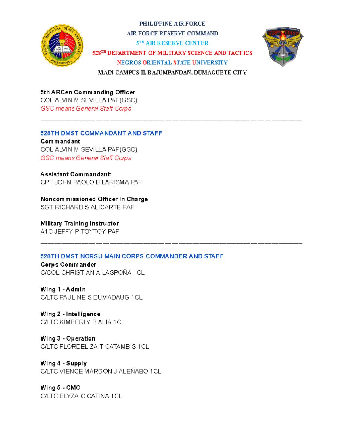 528TH-DMST-commandant-and-staff-corps-and-staff - PHILIPPINE AIR FORCE AIR FORCE RESERVE COMMAND ...