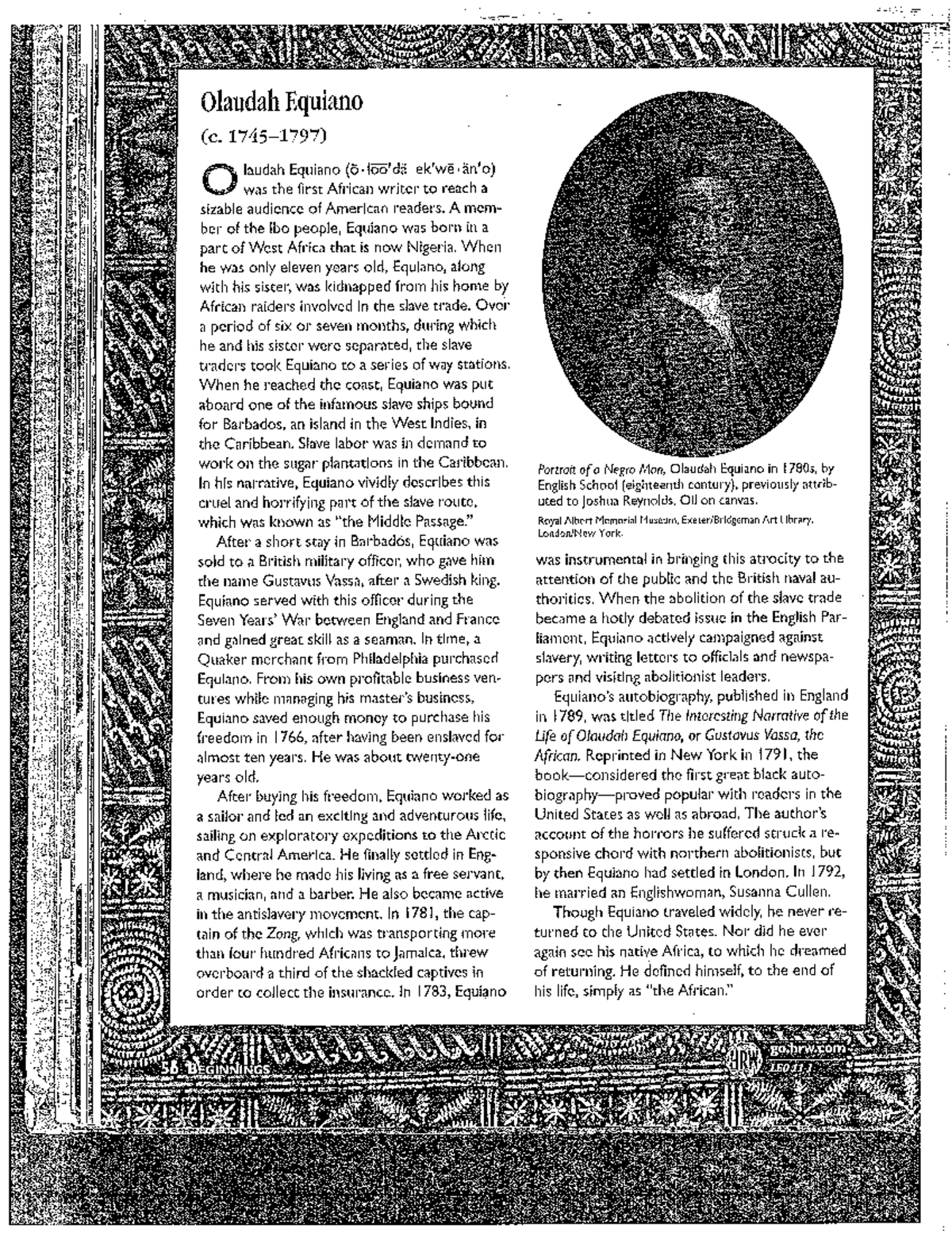 Copy of Olaudah Equiano - Studocu