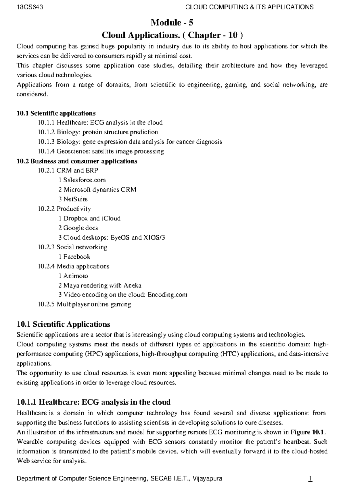 Cloud Applications - BE ExTC - Module - 5 Cloud Applications. ( Chapter - 10 ) Cloud computing ...