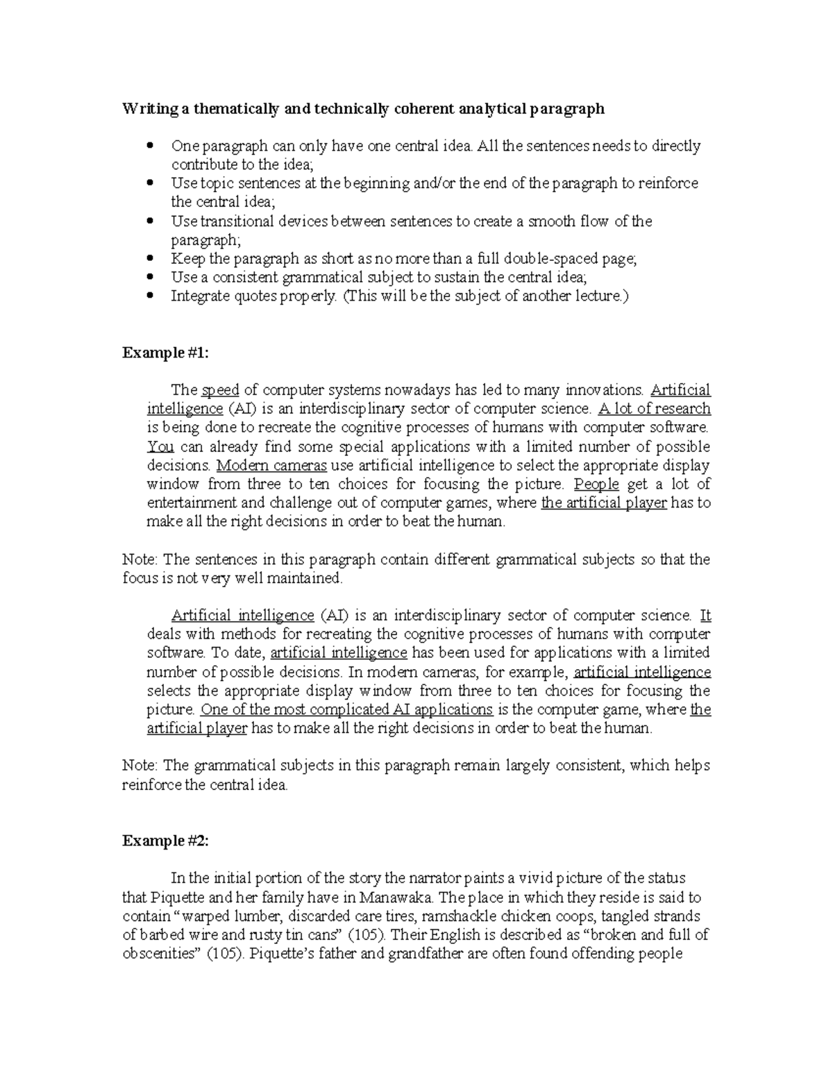 How to write a coherent body paragraph - Writing a thematically and ...