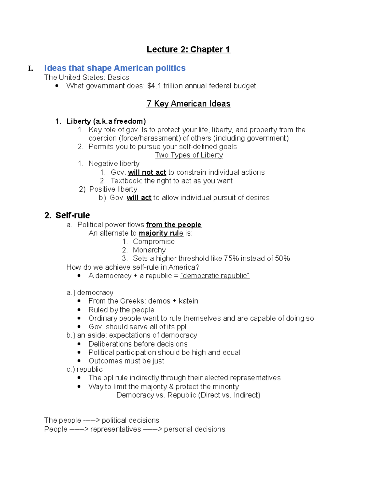 Lecture 2, Chapter 1 - Lecture 2: Chapter 1 I. Ideas that shape ...