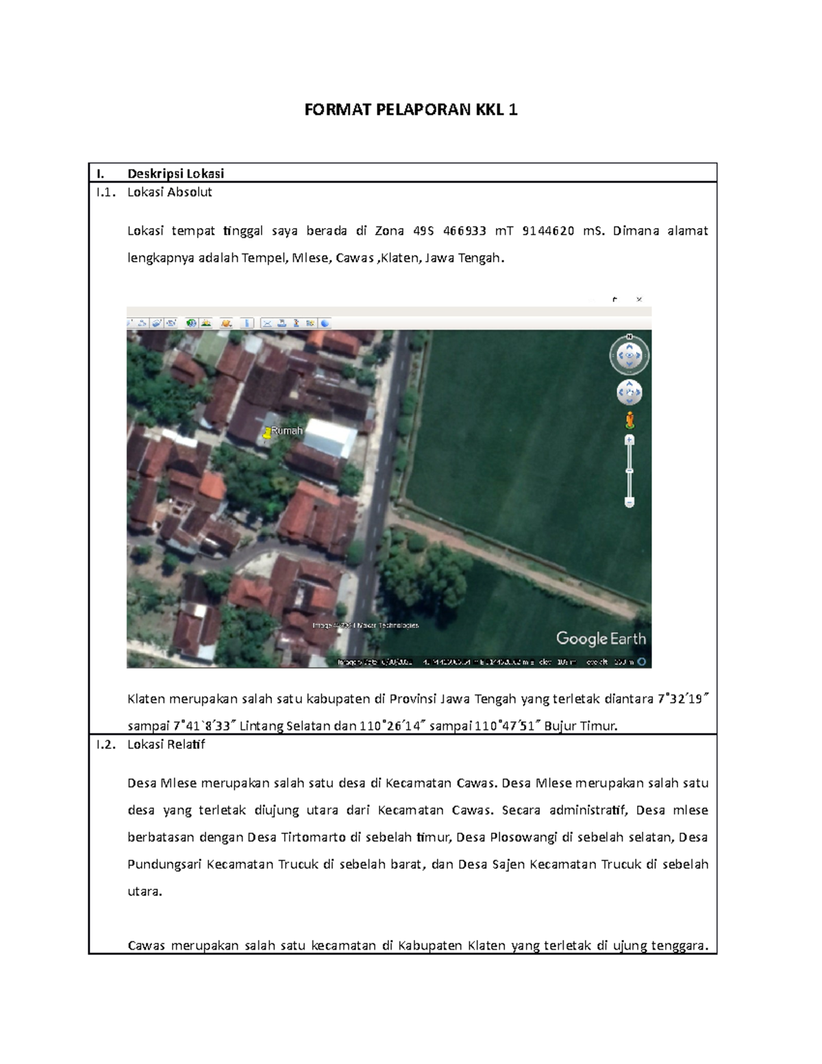 Laporan KKL 1 Fakultas Geografi 2019 - FORMAT PELAPORAN KKL 1 I ...