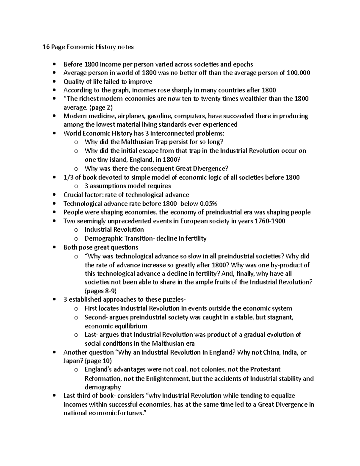 16 page econmic history notes - 16 Page Economic History notes - Studocu