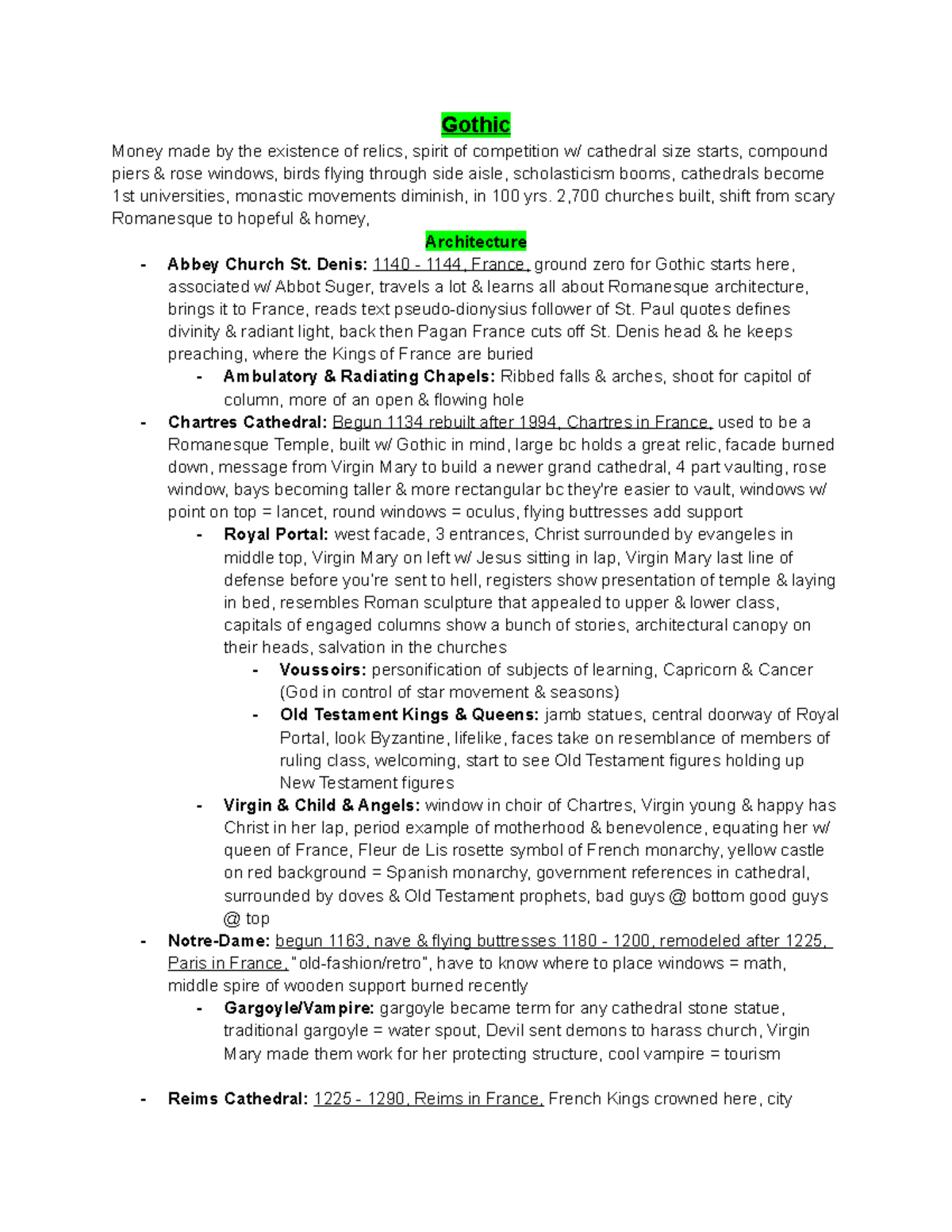 Gothic - Professor Michael (Mike) Panbehchi Survey of Art History I ...