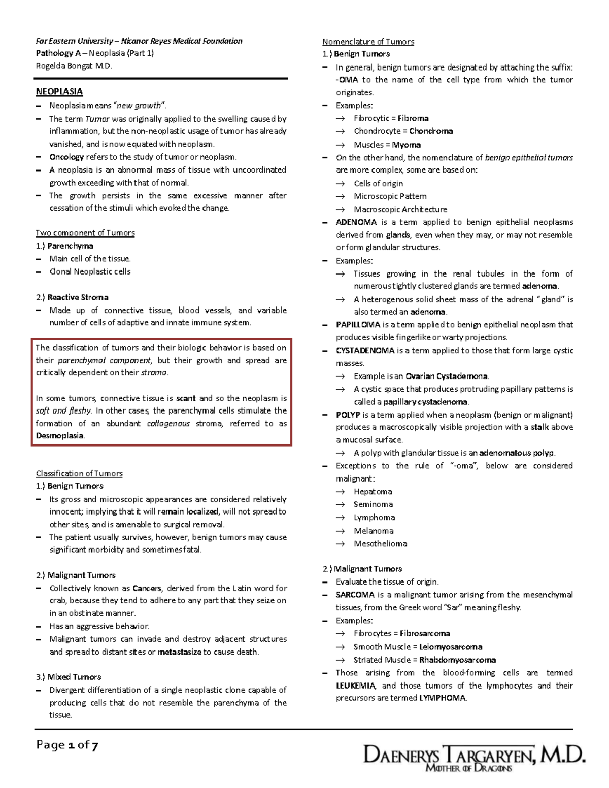 Neoplasia, Part 1 - Far Eastern University – Nicanor Reyes Medical ...