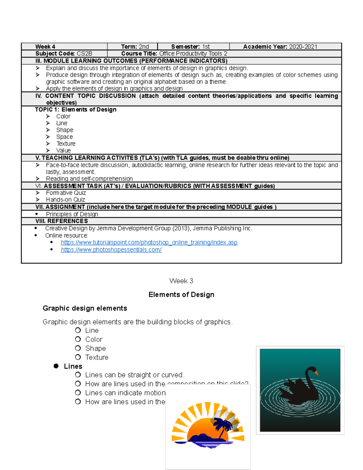 CS 2B WEEK 4 - Lecture notes 4 for photoshop - Week 4 Term: 2nd ...