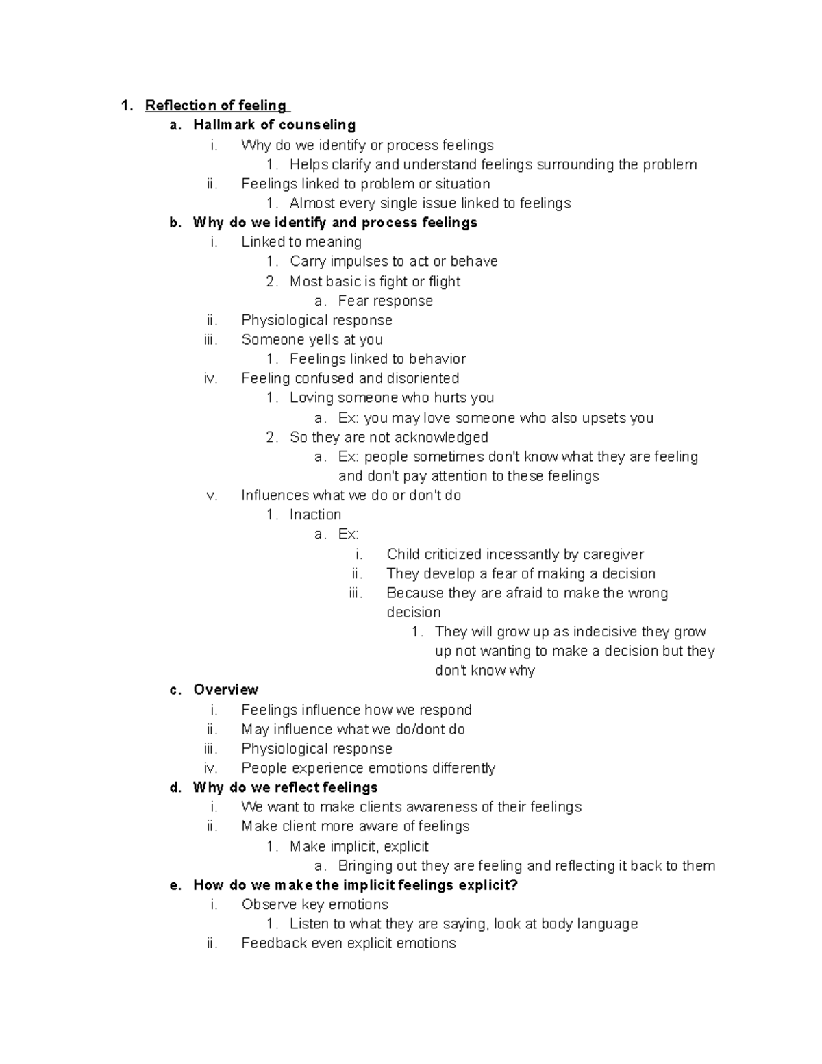 200- lecture 4 reflection of feeling - Reflection of feeling a ...
