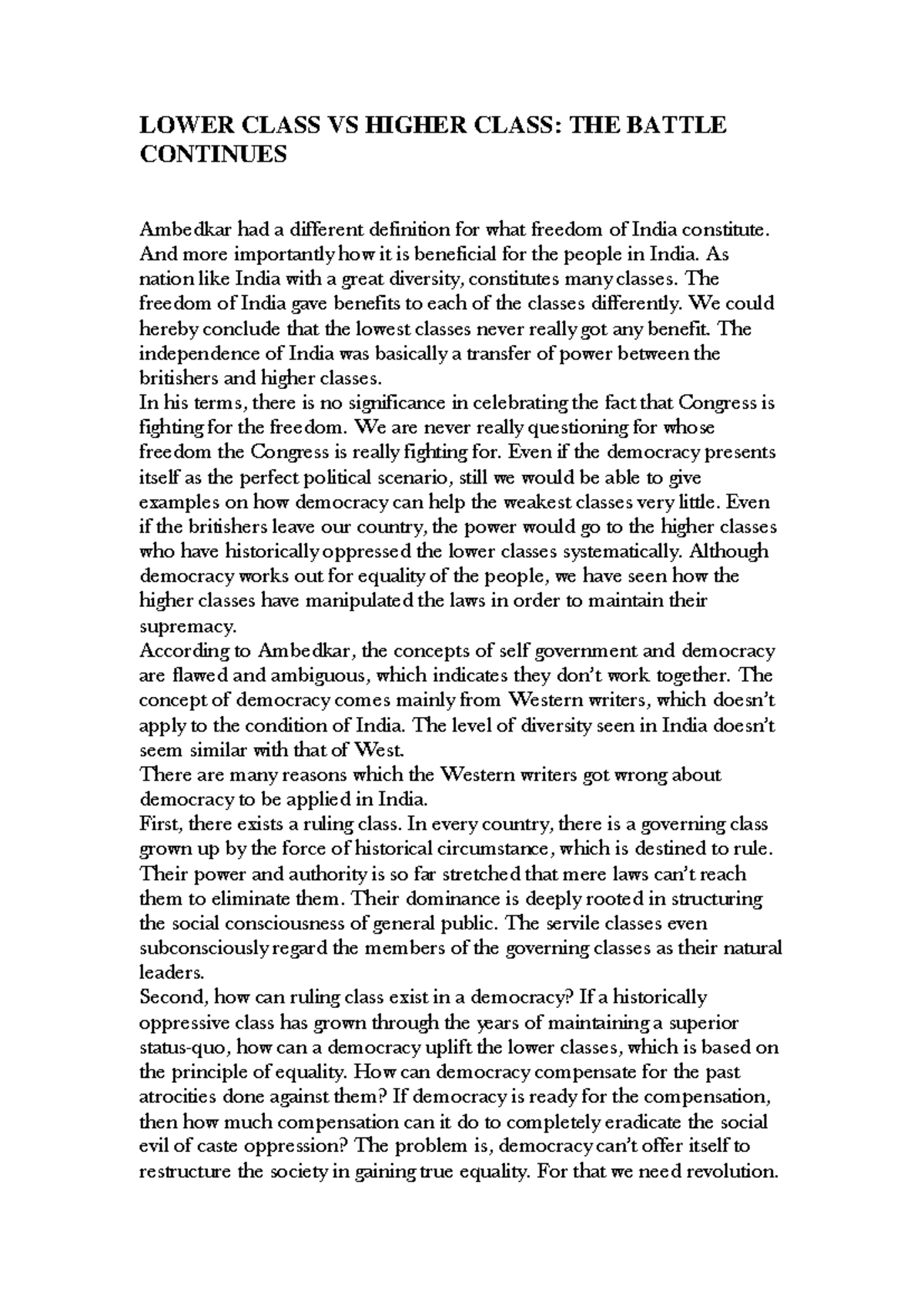 Lower caste vs higher caste - LOWER CLASS VS HIGHER CLASS: THE BATTLE ...