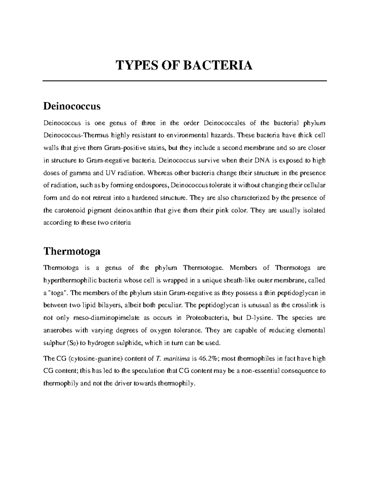 Bacteria types 2020 - TYPES OF BACTERIA Deinococcus Deinococcus is one ...
