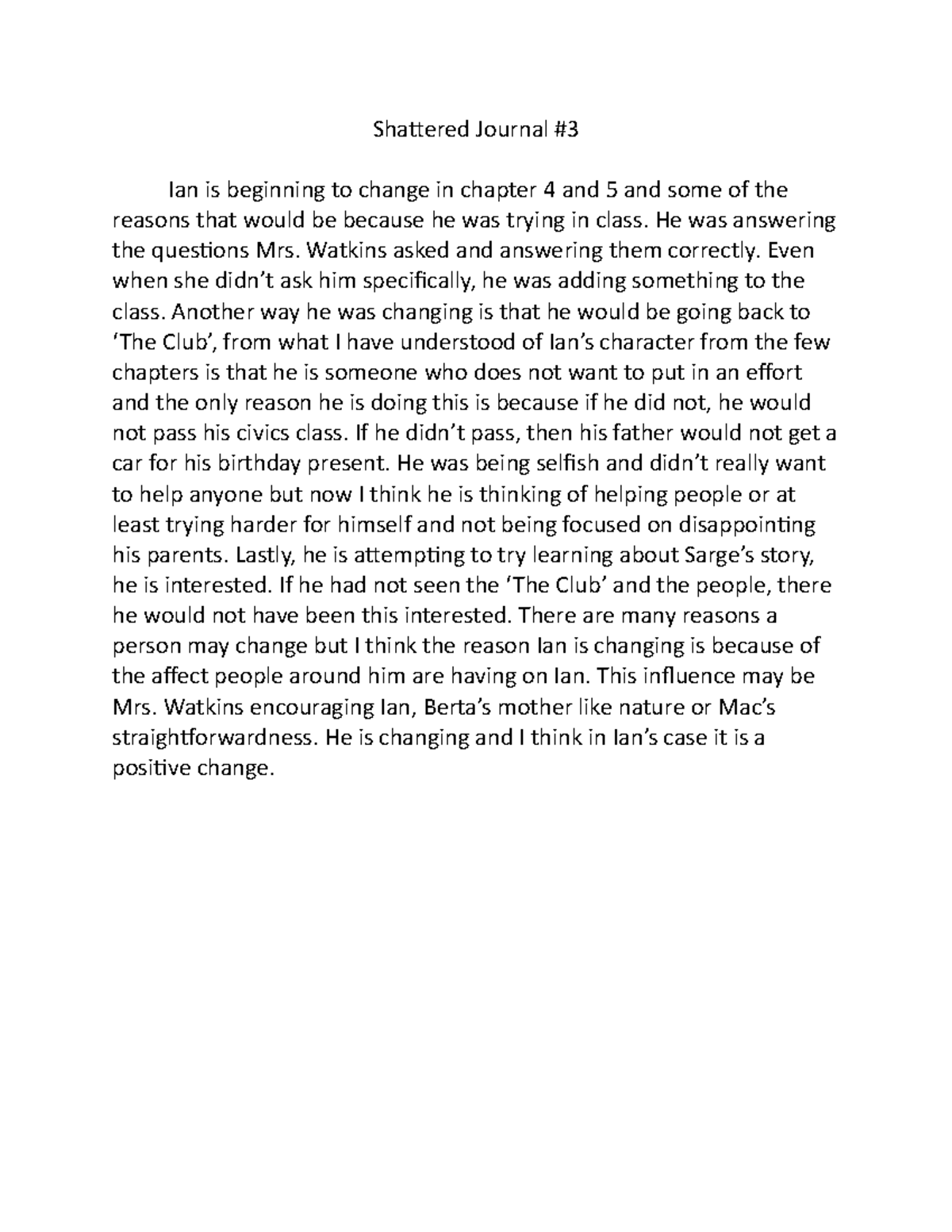 Shattered Journal 3 is a summary about the book - Shattered Journal ...