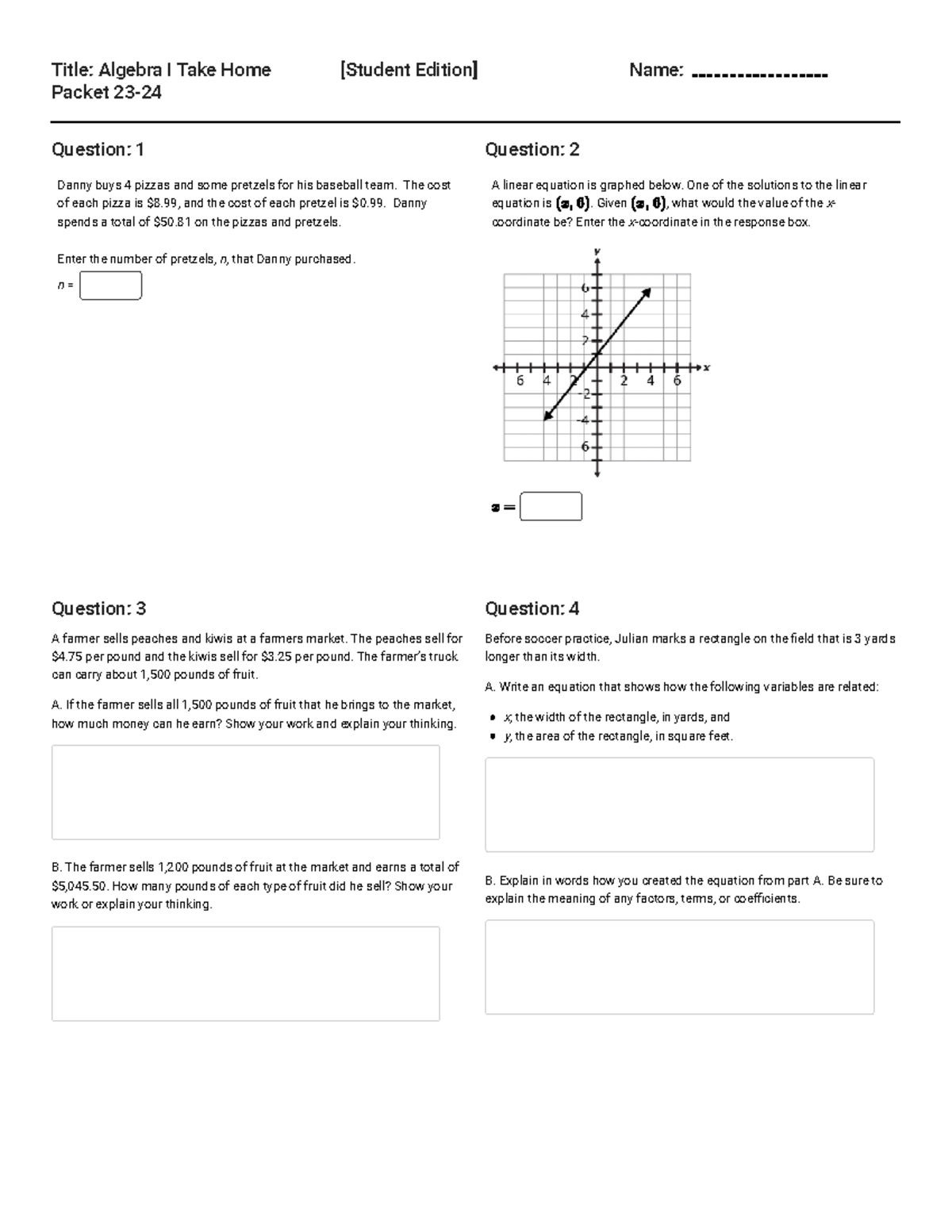 Algebra I Take Home Packet 23-24 - Title: Algebra I Take Home Packet 23 ...