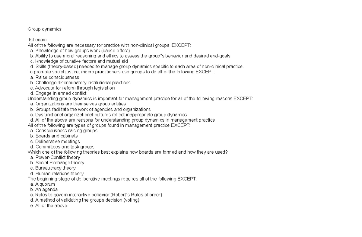Group dynamics first exam reviewer and answer - Group dynamics 1st exam ...