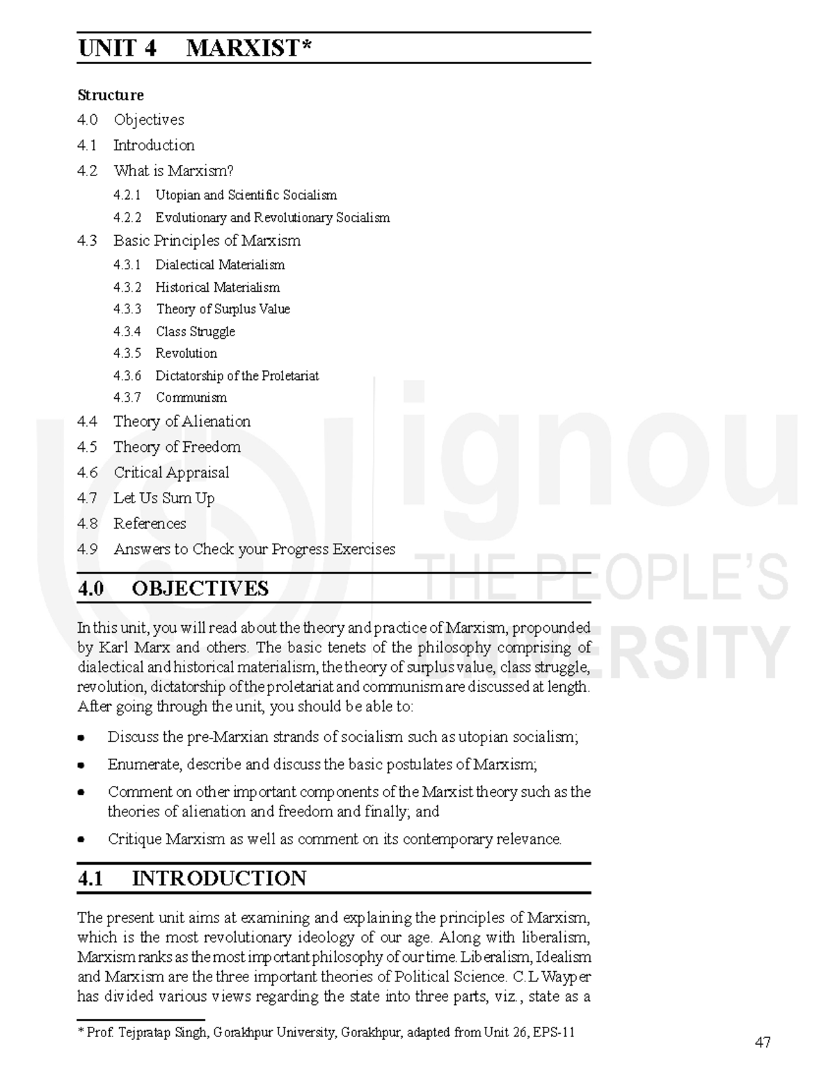 Unit4 - Understanding Political Theory - Liberal UNIT 4 MARXIST ...