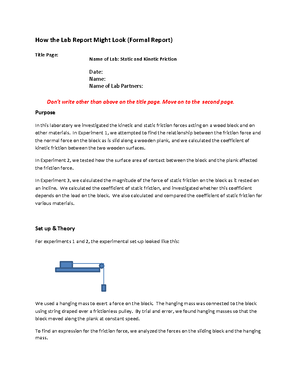Static and Kinetic Friction Lab Report - 07/04/2020 Static and Kinetic ...