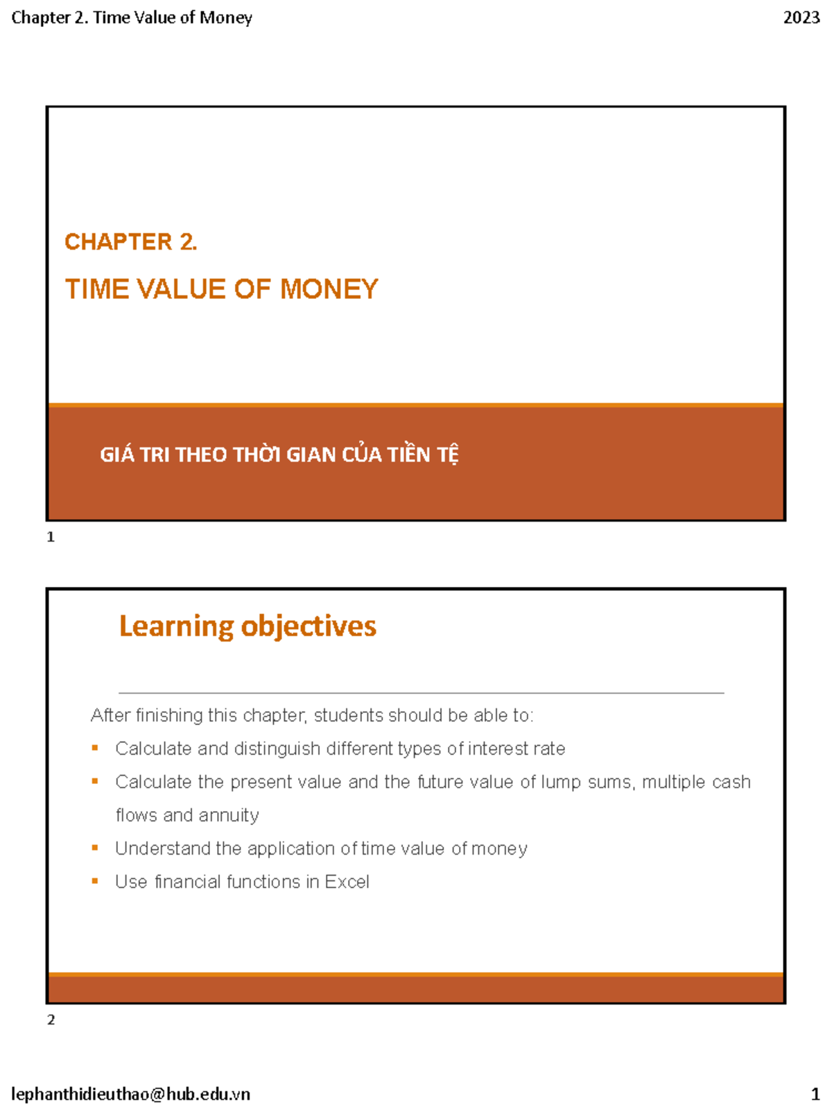 Chapter 2 Time Value of Money Lesson - CHAPTER 2. TIME VALUE OF MONEY GIÁ TRI THEO THỜI GIAN CỦA ...