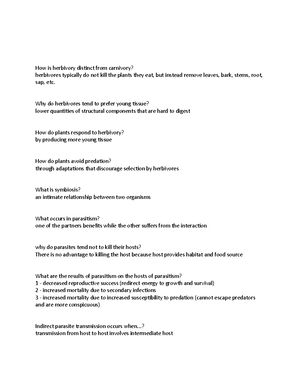 Ecology EXAM 4 Notes - ECOLOGY EXAM 4 NOTES What do organisms compete ...