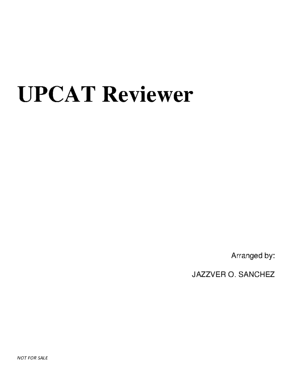 Upcat Reviewer 2020 2 Upcat Reviewer Arranged By Jazzver O Sanchez