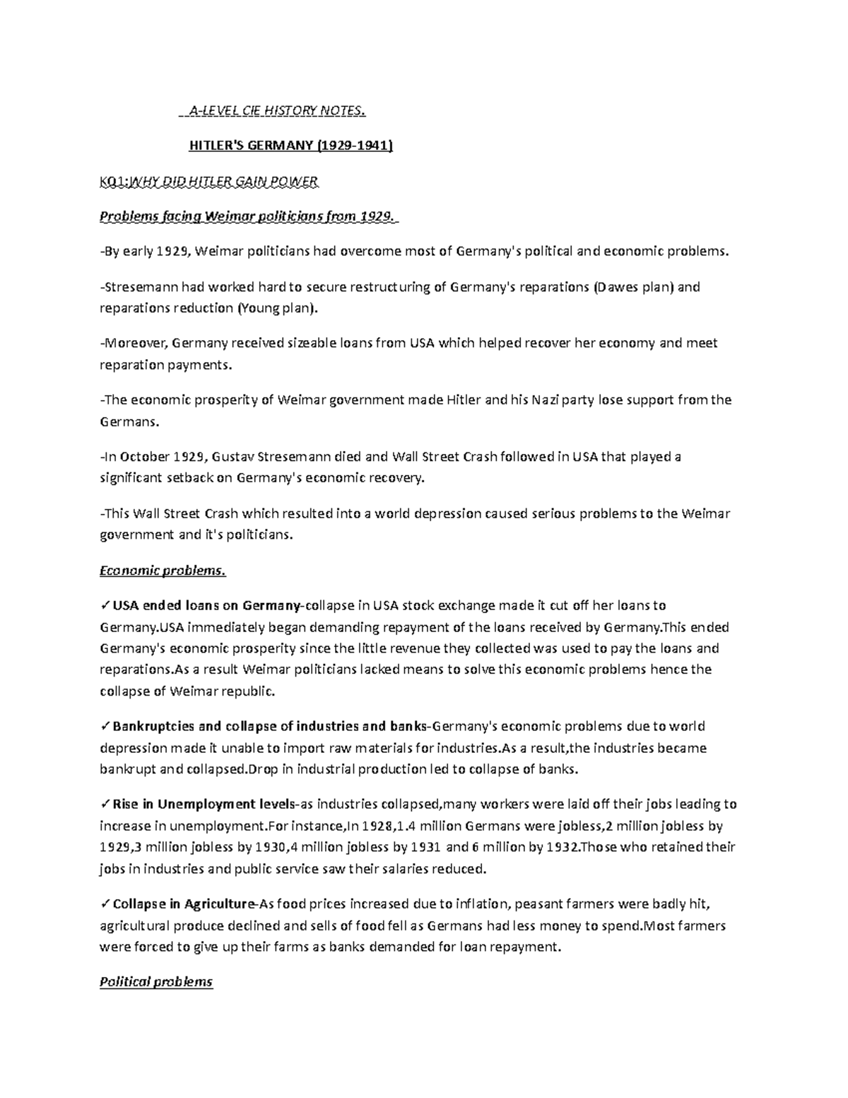 A- Level CIE History Hitler's Germany - A-LEVEL CIE HISTORY NOTES ...
