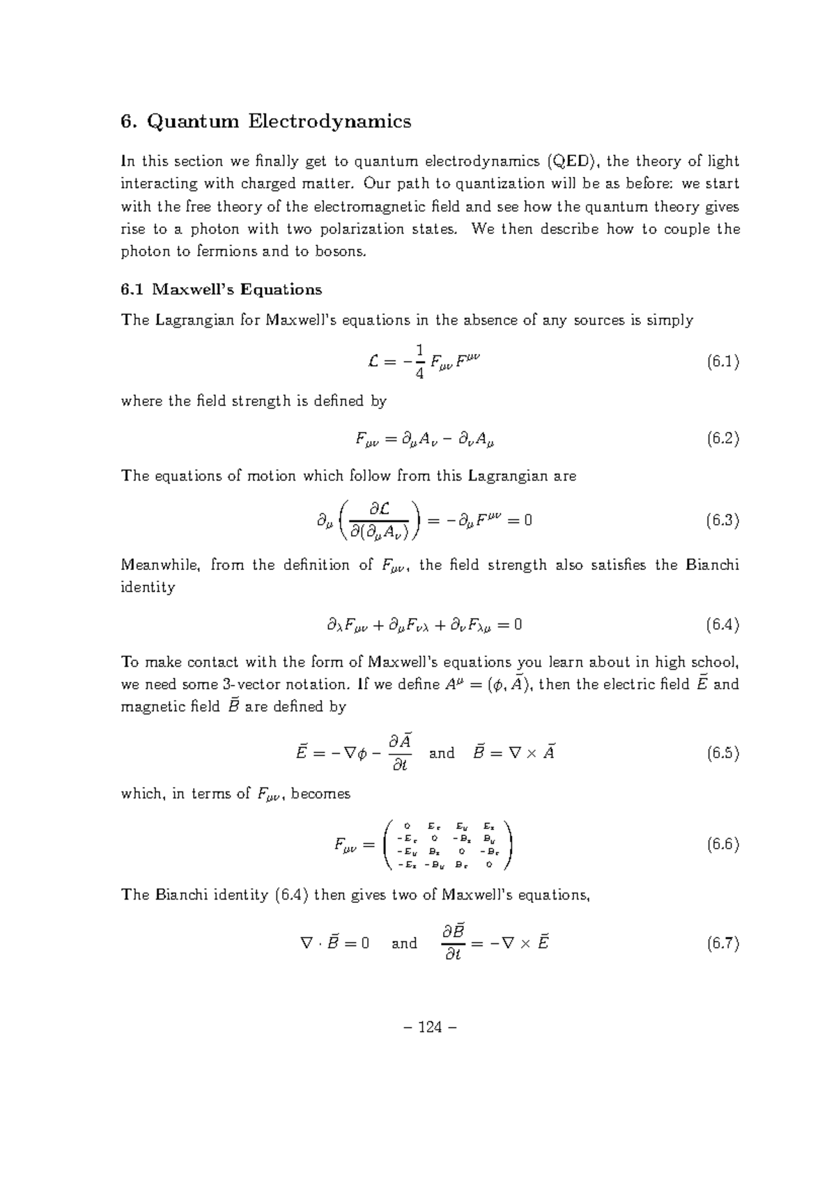 Quantum Field Theory Chapter 6 - 6. Quantum Electrodynamics In this ...