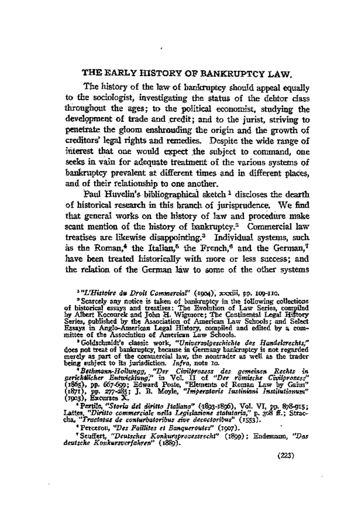 The Early History of Bankruptcy Law - THE EARLY HISTORY OF BANKRUPTCY ...