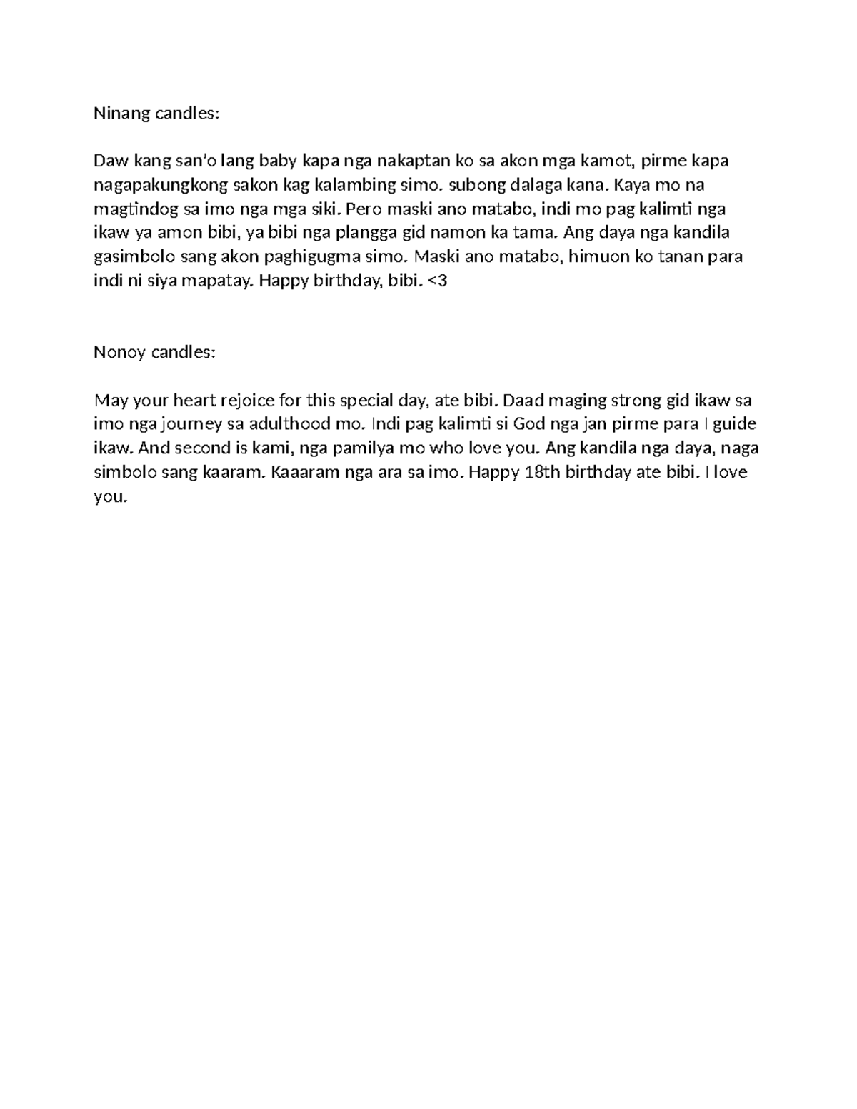 Ninang speech - asffasfasffffasf - Ninang candles: Daw kang san’o lang ...
