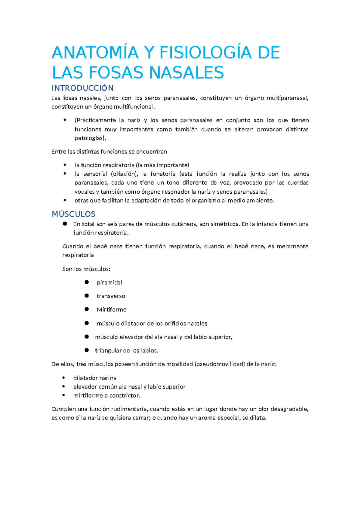 Anatomía Y Fisiología DE LAS Fosas Nasales APN - ANATOMÍA Y FISIOLOGÍA ...