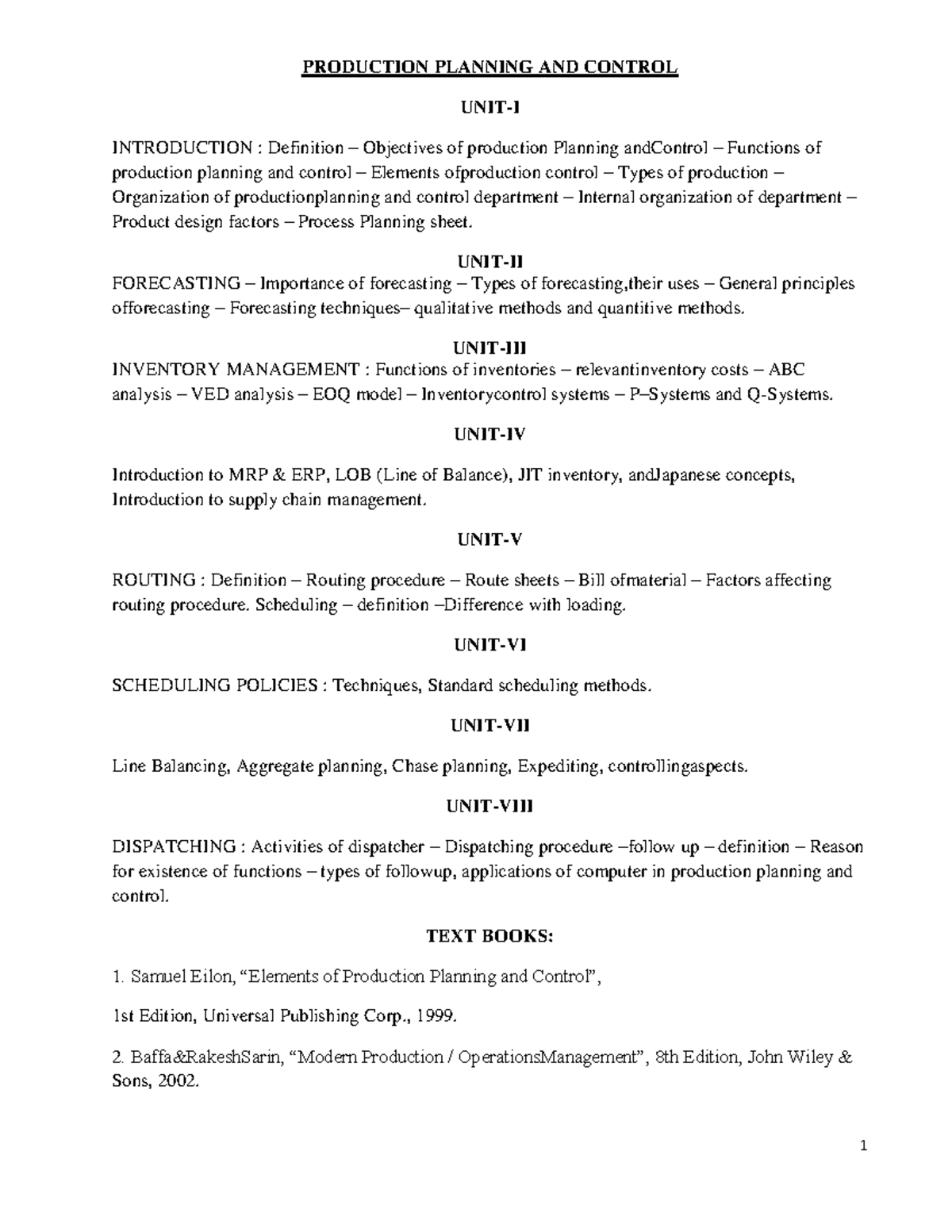 Introducton to Production Planning and Control - PRODUCTION PLANNING ...