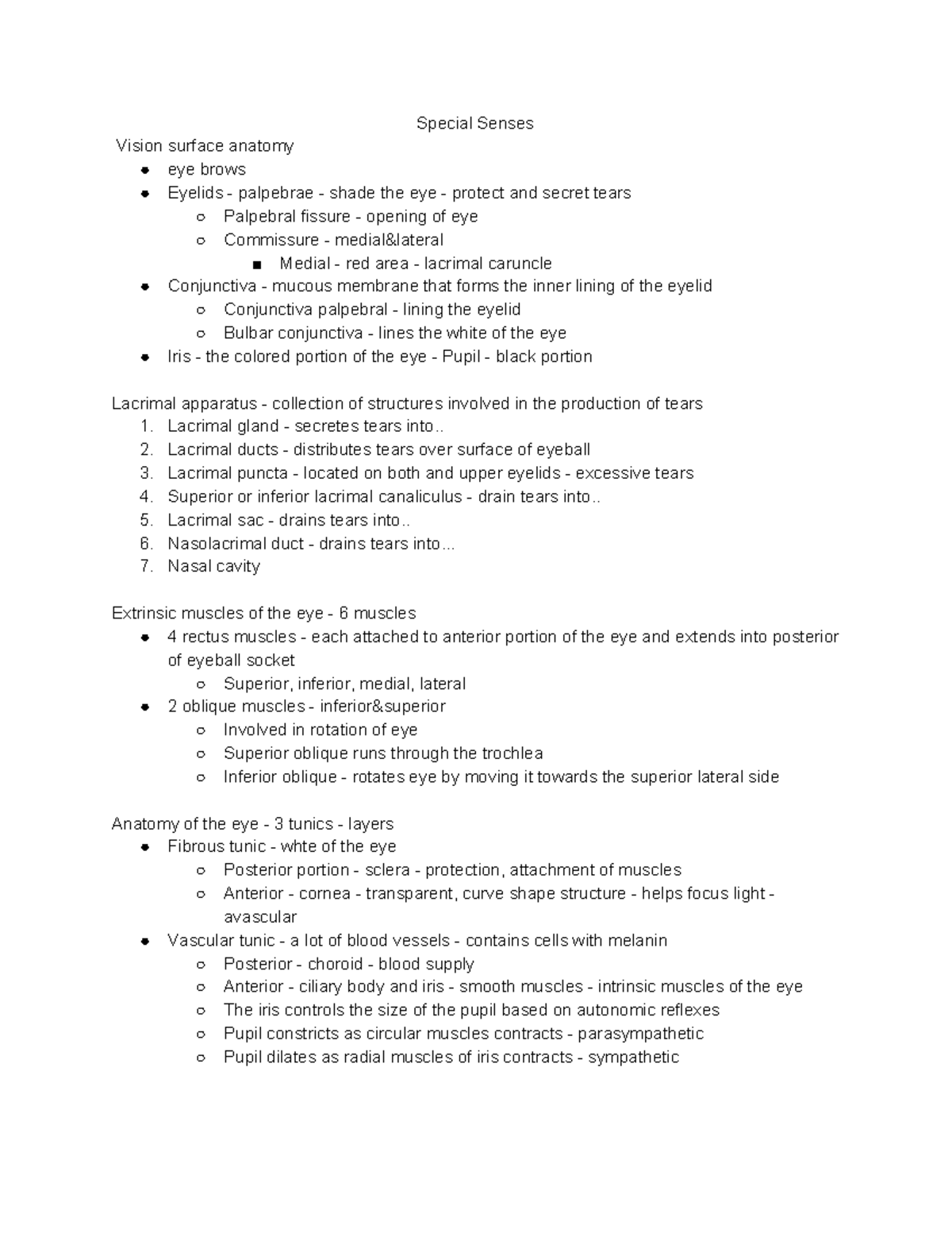 Special senses-4 - Special Senses Vision surface anatomy eye brows ...