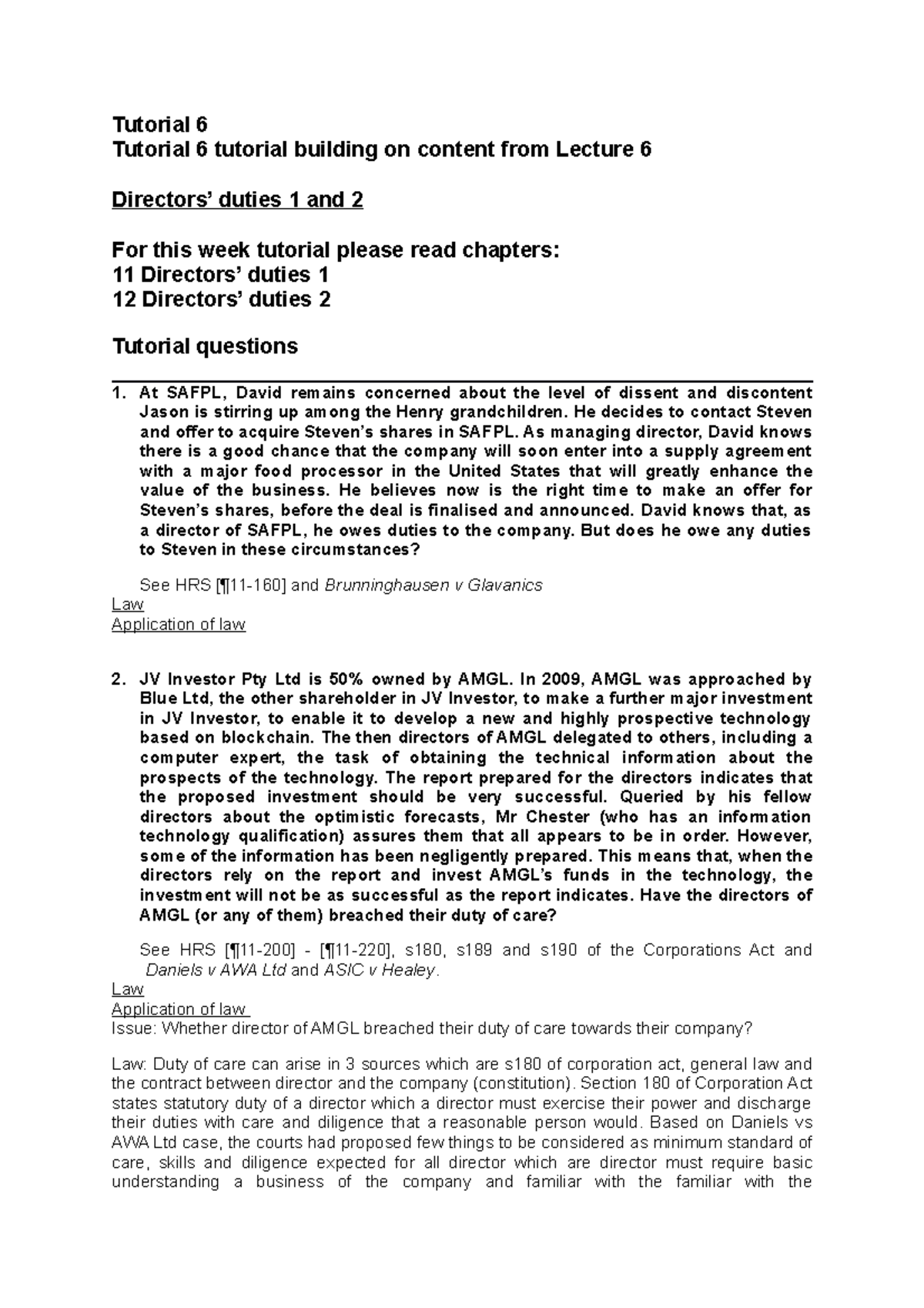 2020 Tutorial 6 - Tutorial 6 Tutorial 6 tutorial building on content ...