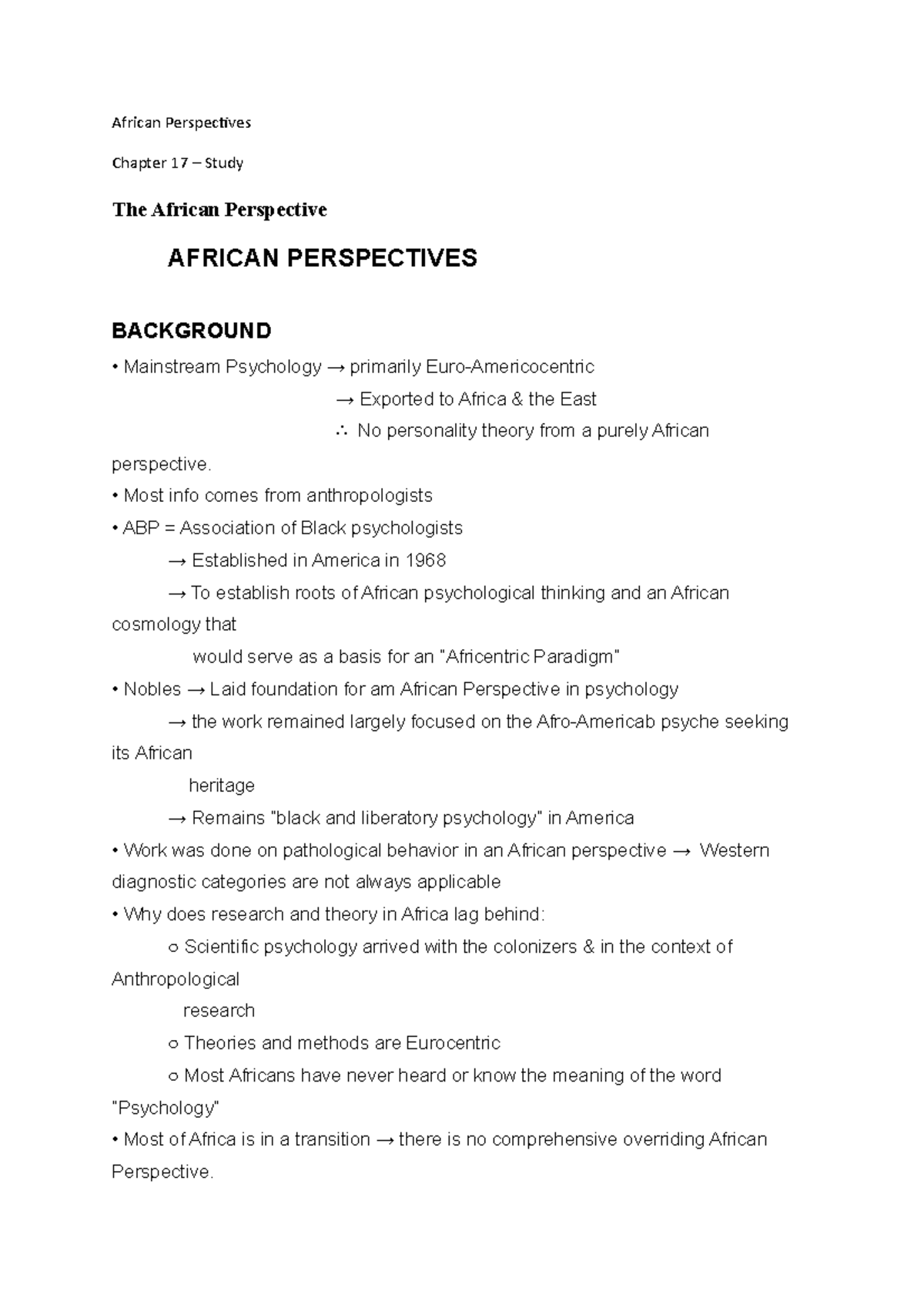 PYC2601 African Perspectives Chapter 17 - African Perspectives Chapter ...