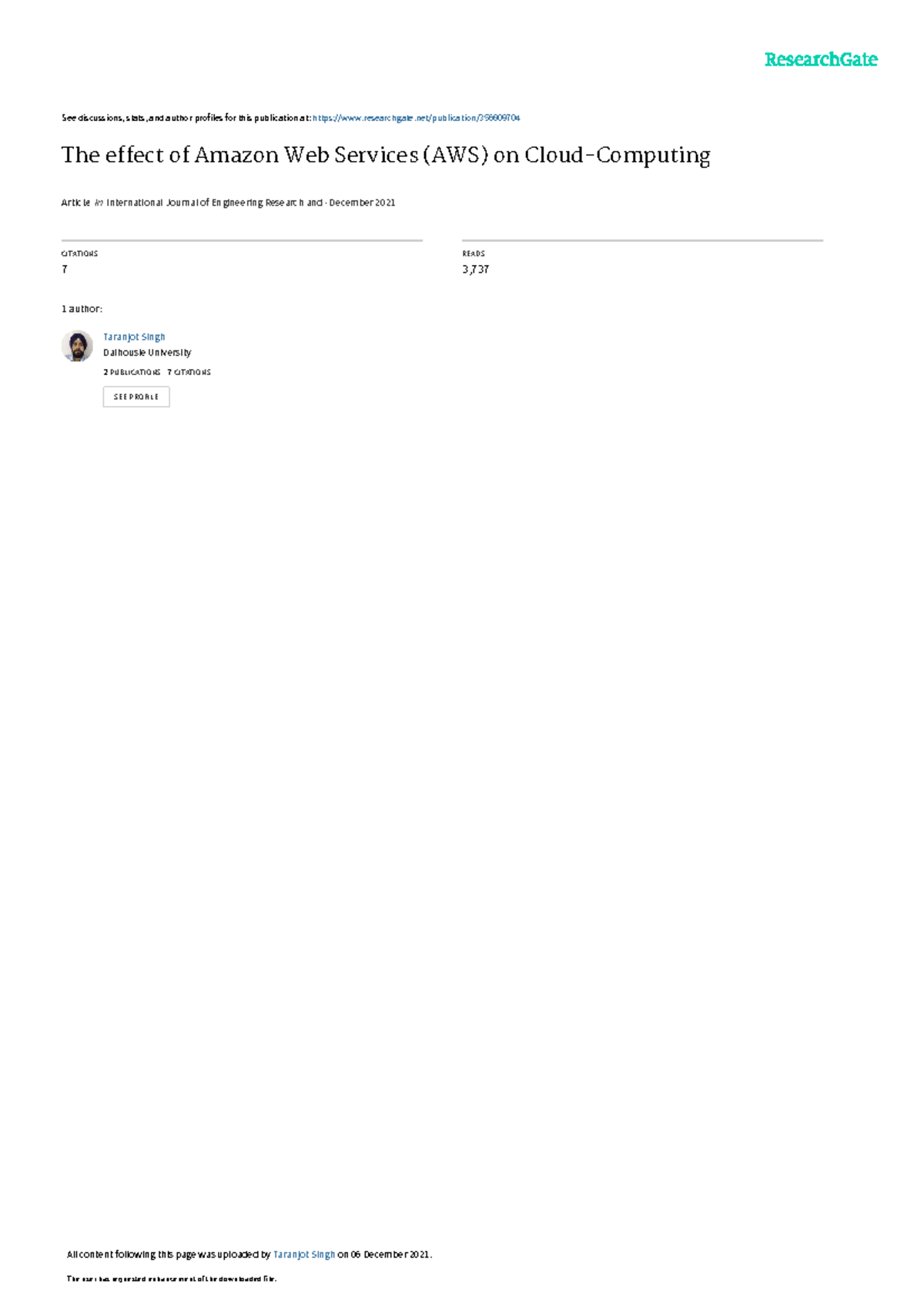 Research Paper AWS - dds - See discussions, stats, and author profiles ...