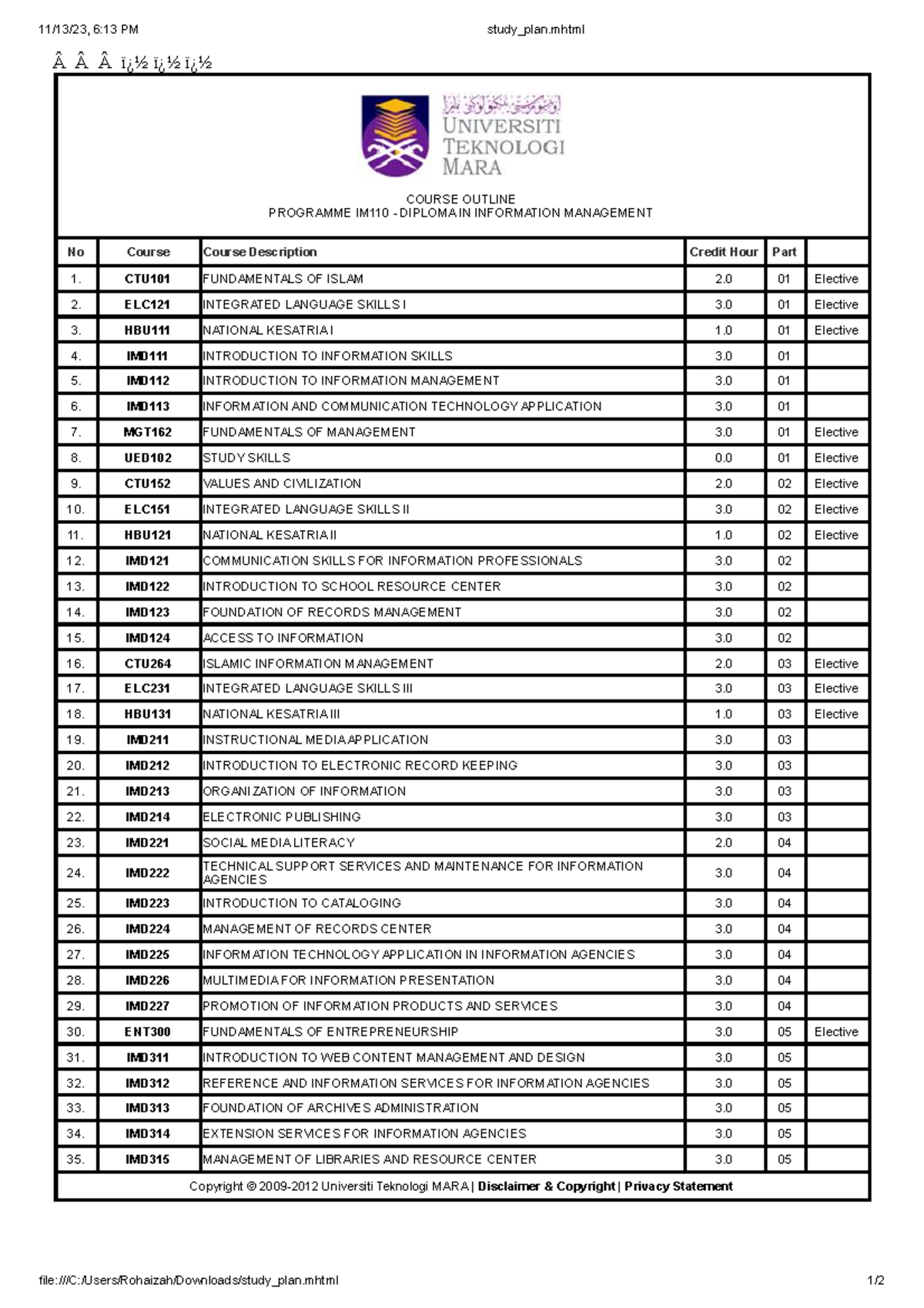 Study plan - Summary Diploma in Information Management - 11/13/23, 6:13 ...