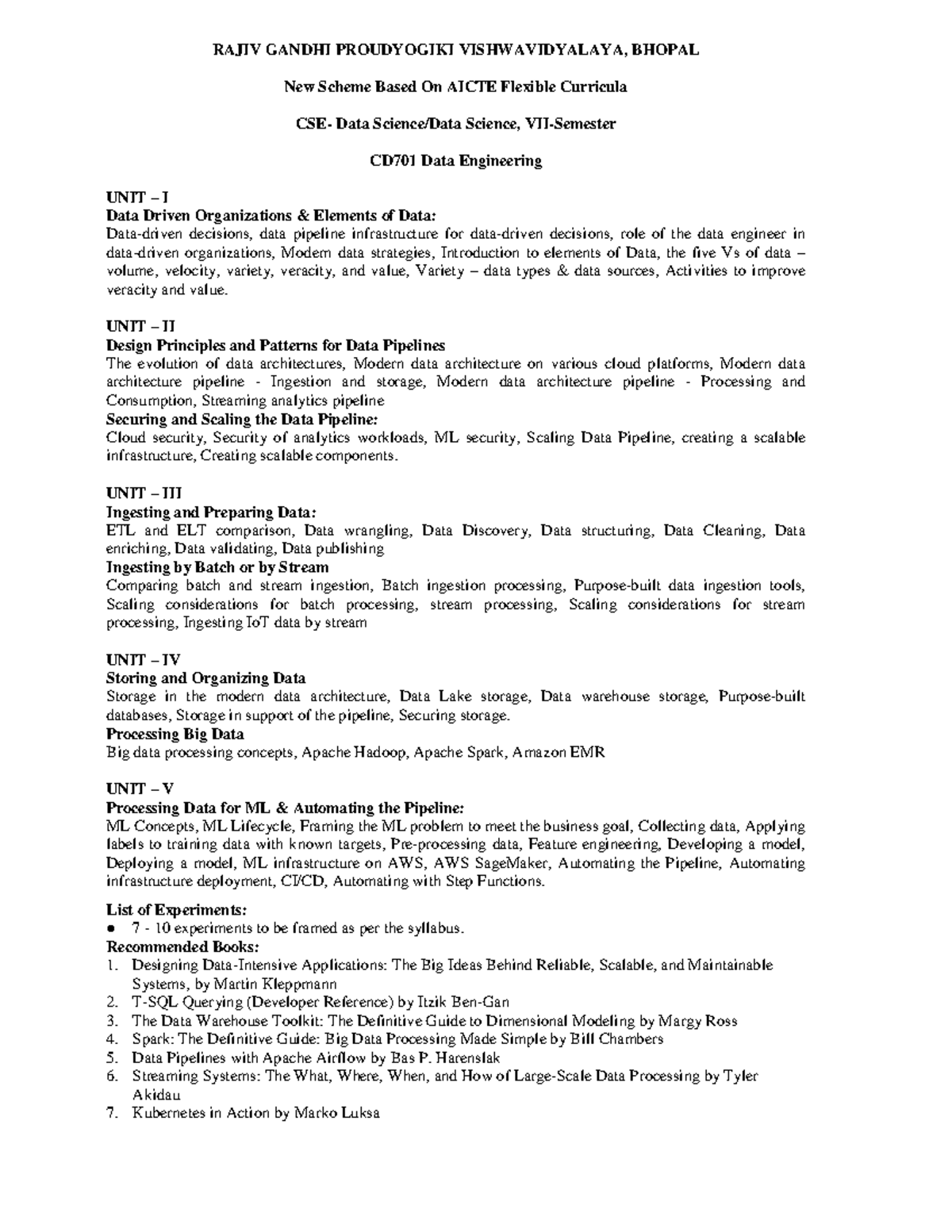Syllabus cseds 7th sem rgpv - RAJIV GANDHI PROUDYOGIKI VISHWAVIDYALAYA ...