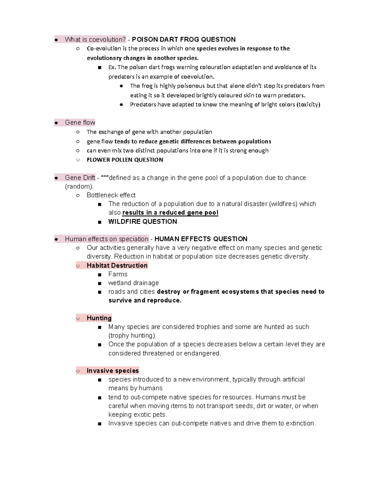 Test Review ( Final) - Grade 12 U Level Biology topics for exams/tests ...