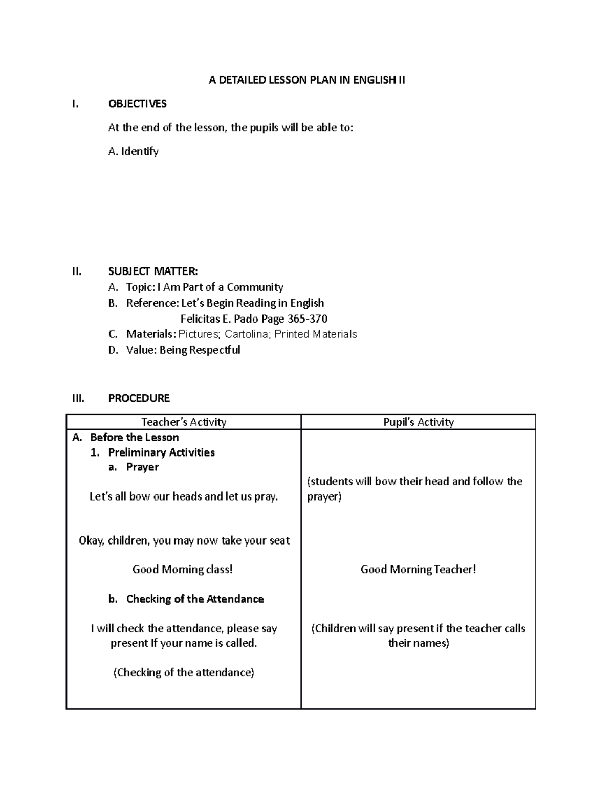 A Detailed Lesson PLAN IN English II - A DETAILED LESSON PLAN IN ...