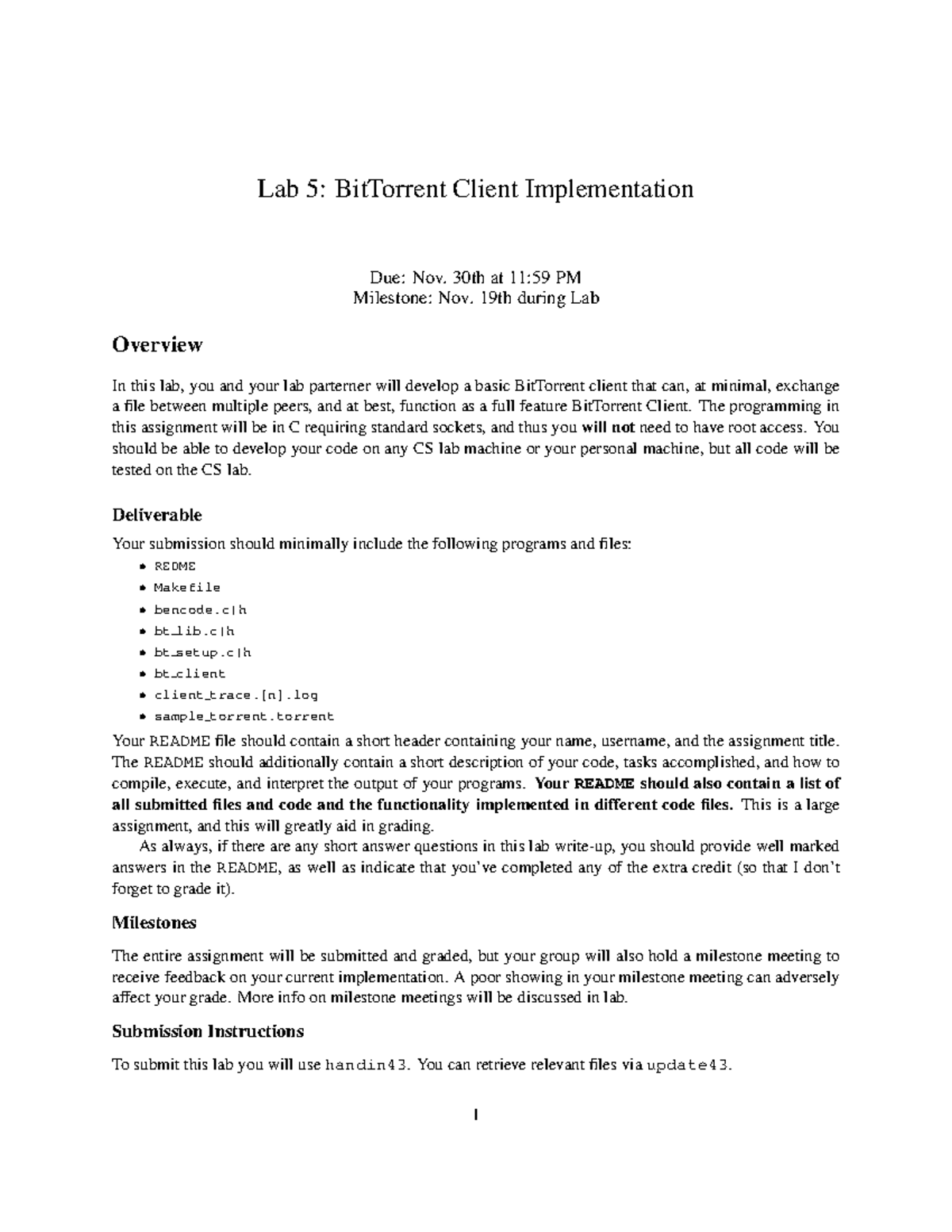 Lab5 on BitTorrent implementation. How does BitTorrent work? - Lab 5 ...