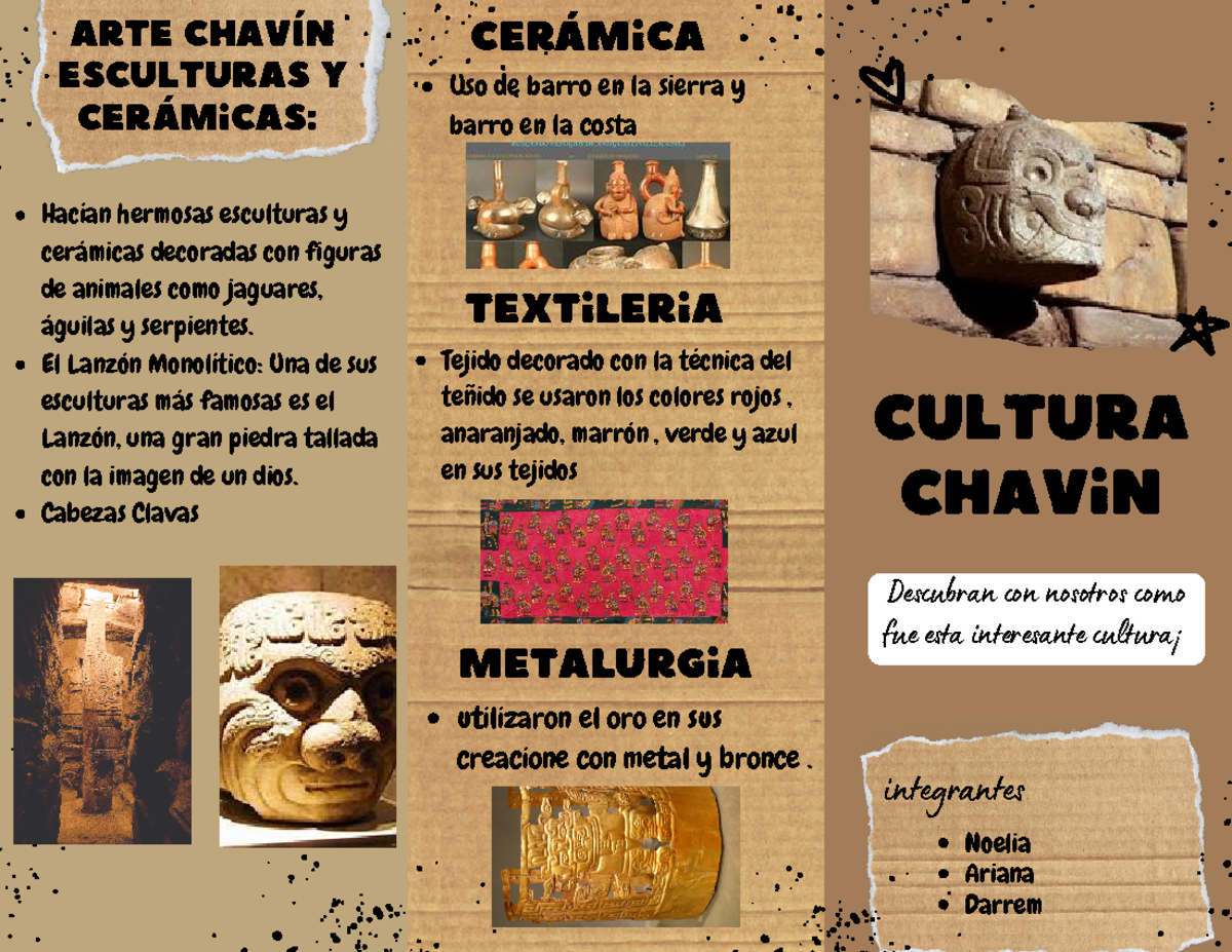 Triptico Cultura Chavin - integrantes Descubran con nosotros como fue ...