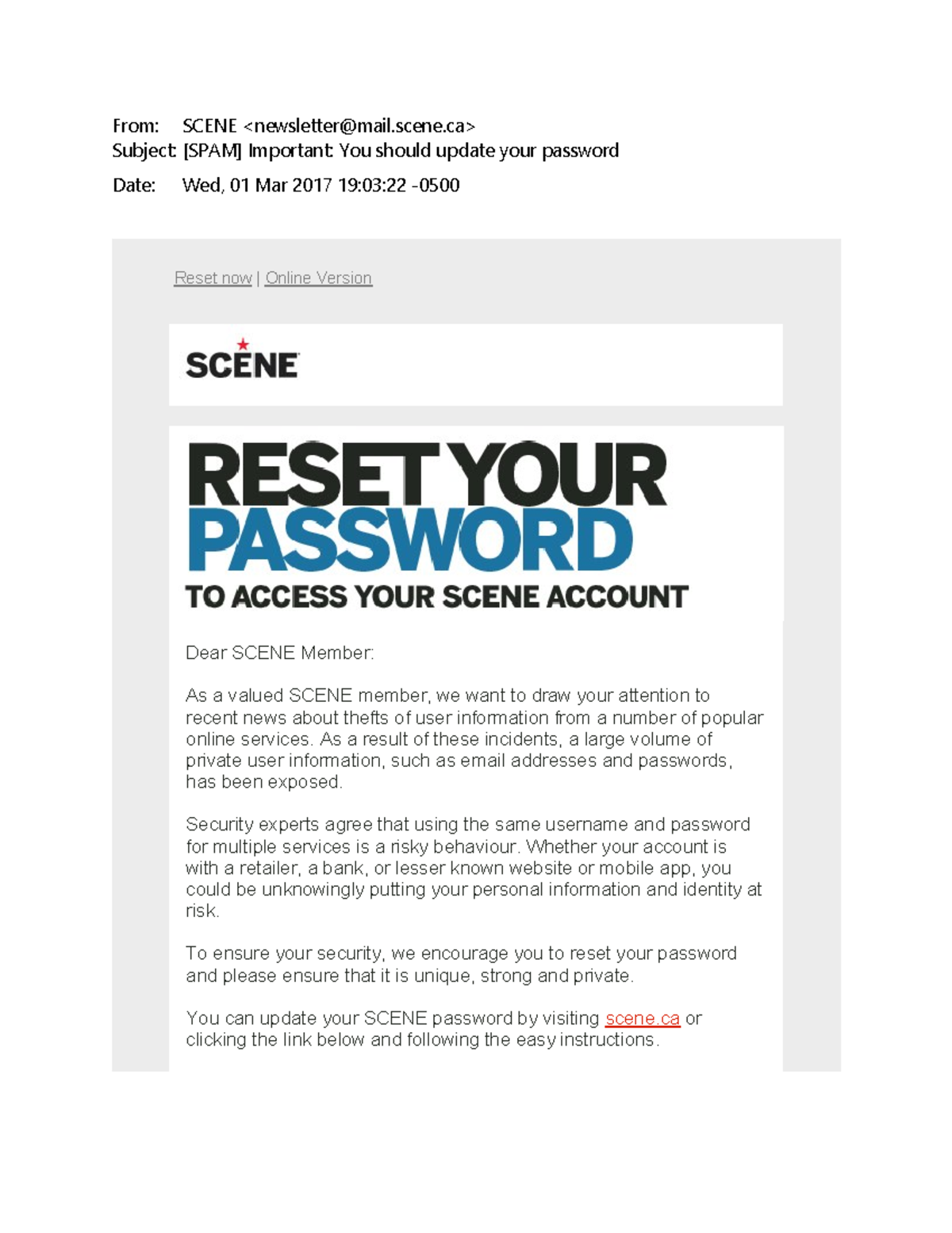 Security Password rant - From: SCENE newsletter@mail.scene Subject ...