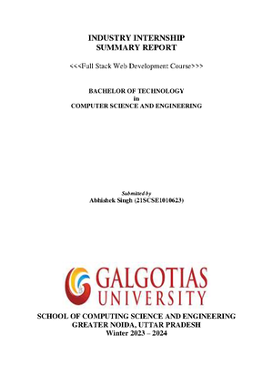 Assignment 3 - GALGOTIAS UNIVERSITY SCHOOL OF COMPUTING SCIENCE AND ENGINEERING MCA III SEMESTER ...