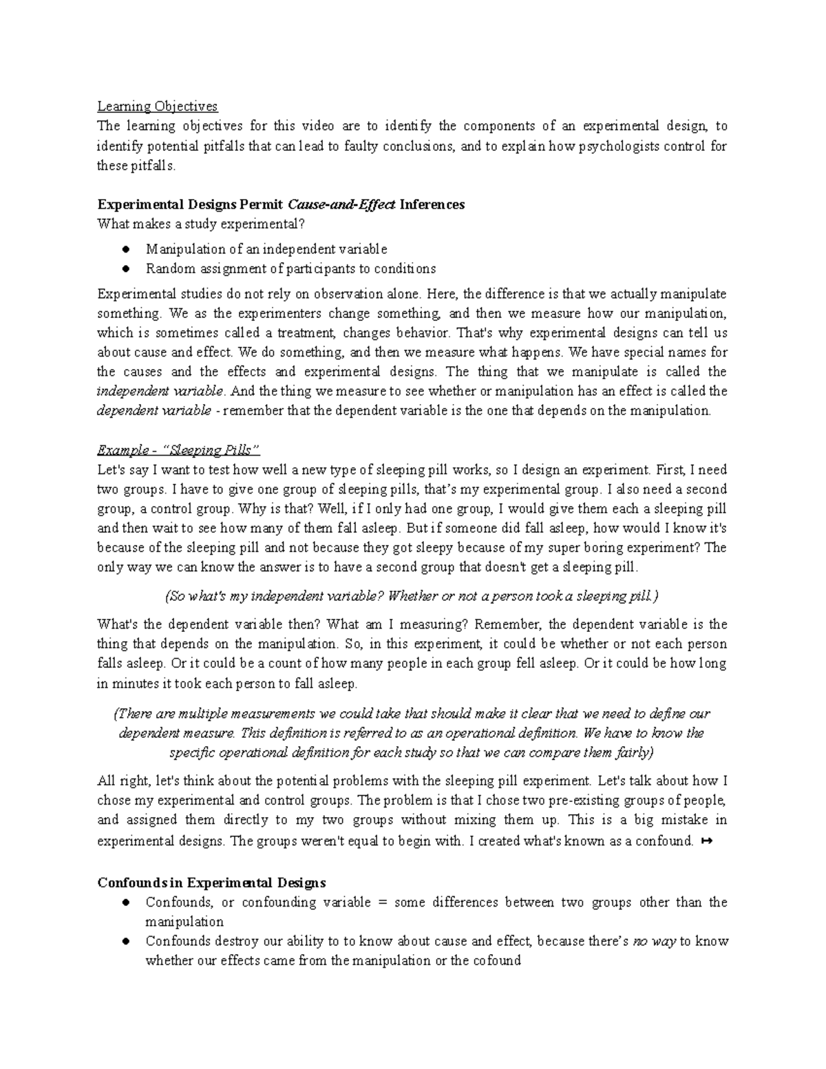 2 3 Experimental Designs Learning Objectives The Learning Objectives
