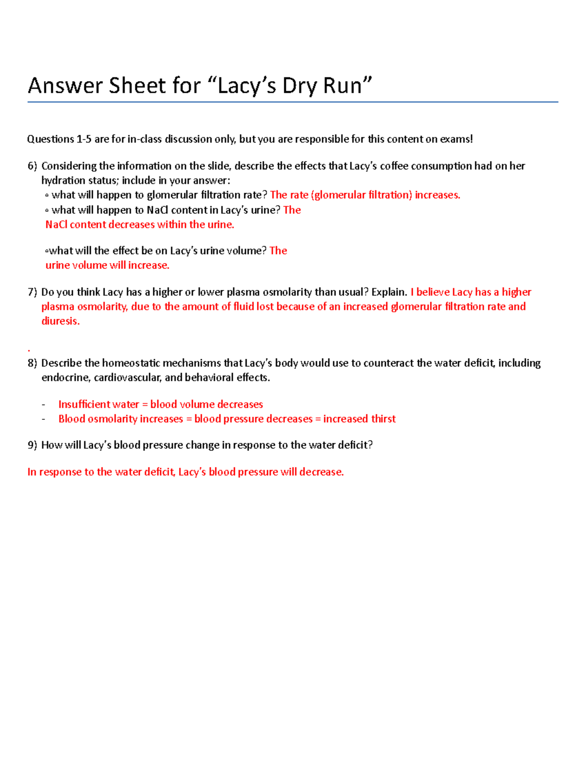 Lacy's Dry Run Answer Sheet - Tagged - Answer Sheet for “Lacy’s Dry Run ...
