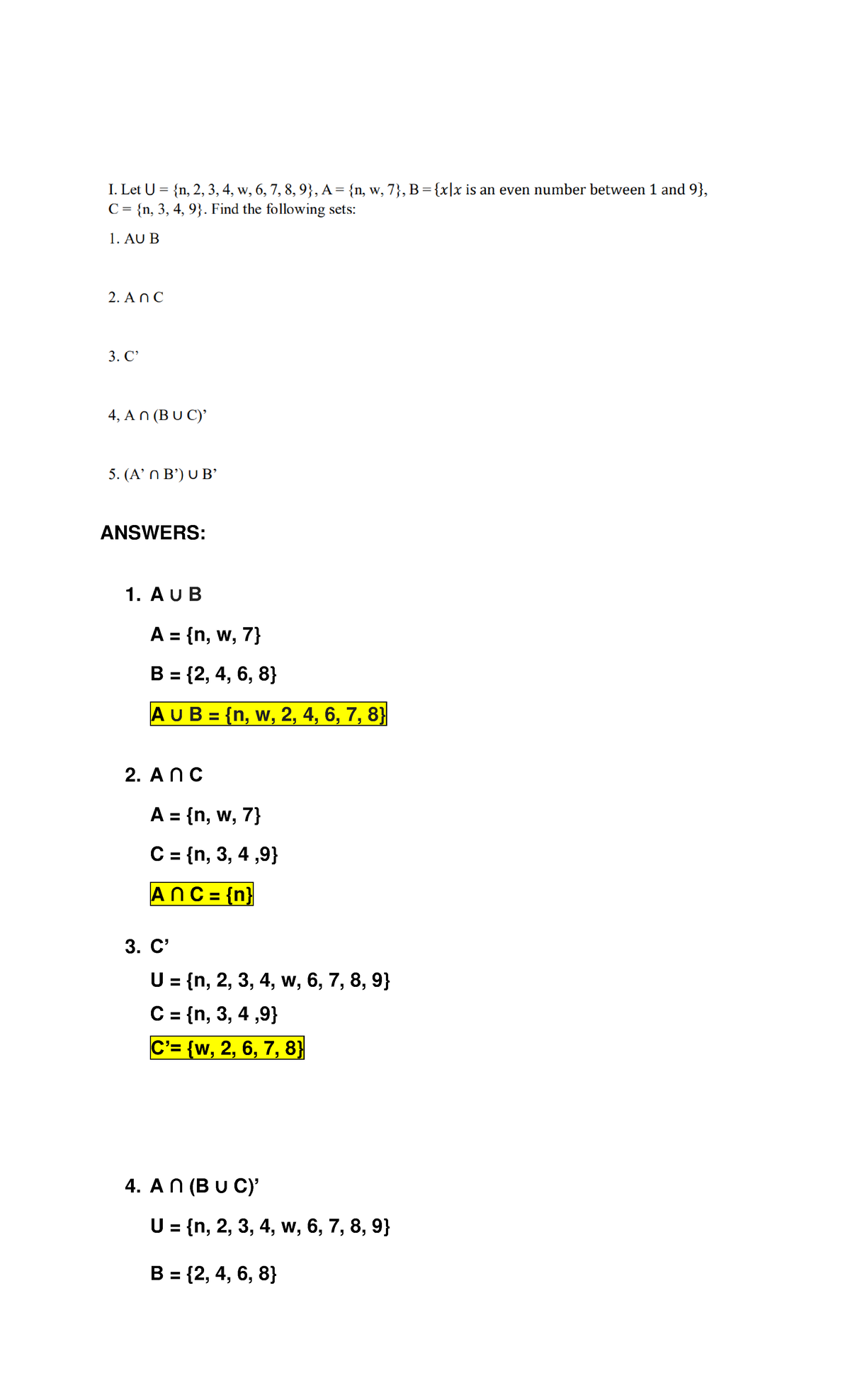 Practice Materials [ Mathematics IN THE Modern World - SETS ...