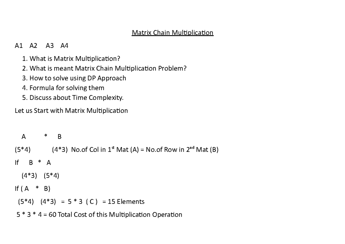 Matrix Chain Multiplication 2 - Let us Start with Matrix Multiplication ...
