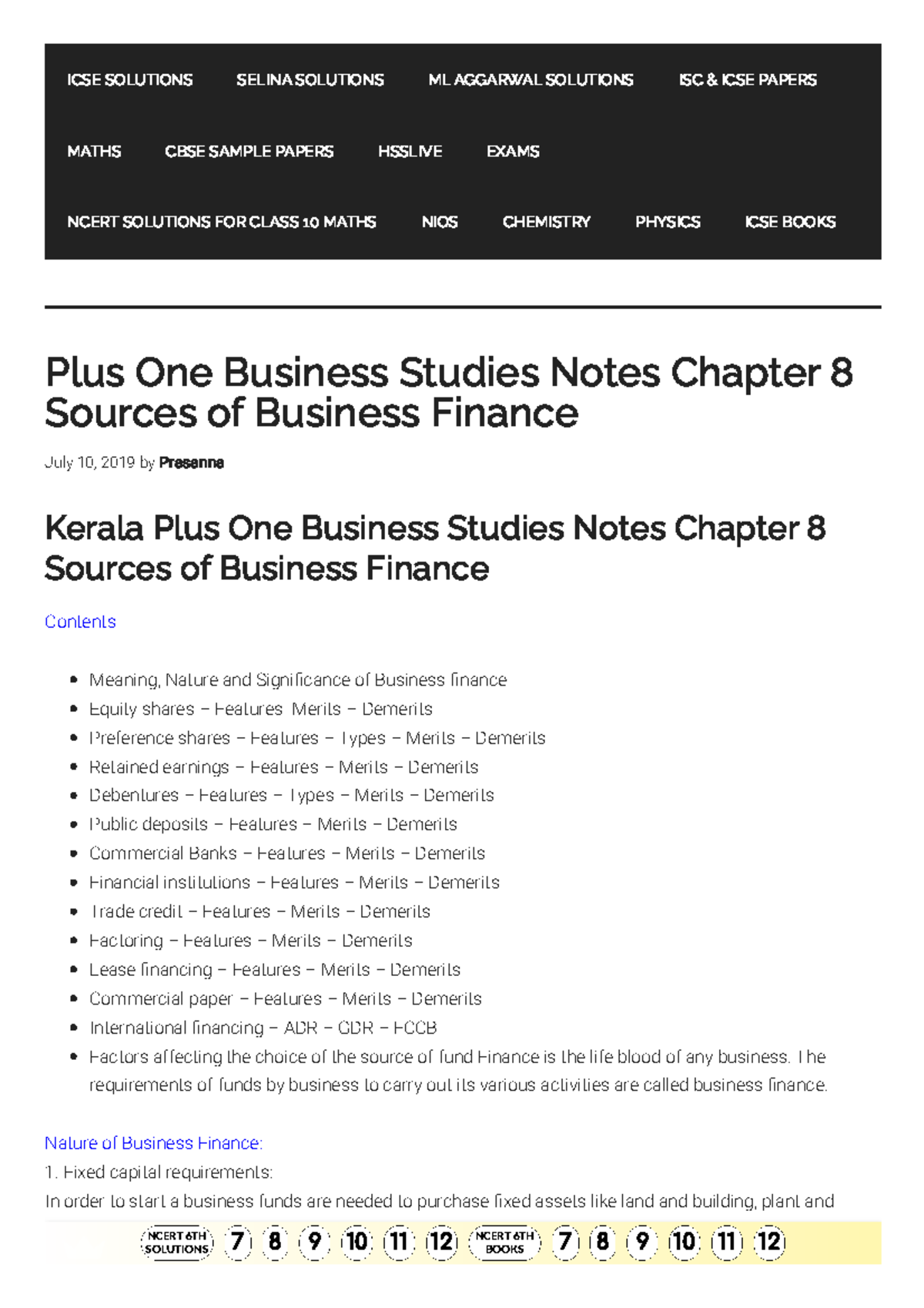 7 source of business finance - Plus One Business Studies Notes Chapter ...
